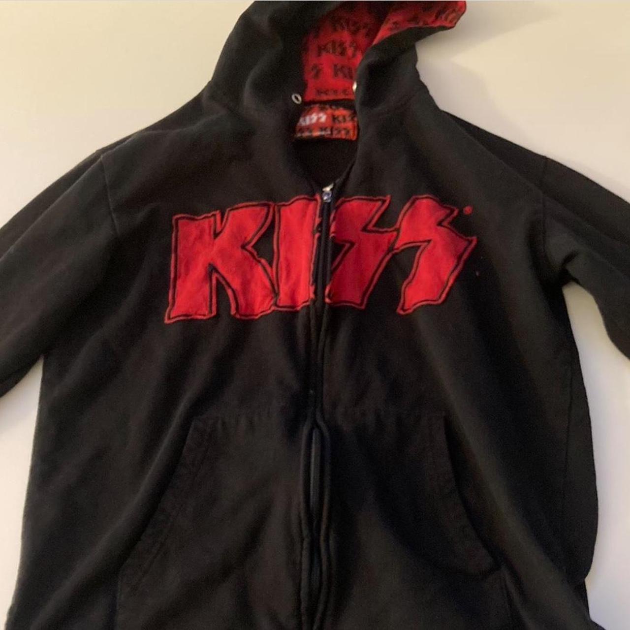 Kiss - Graphic Zip Up Hoodie Women’s Size L 📏 Open... - Depop