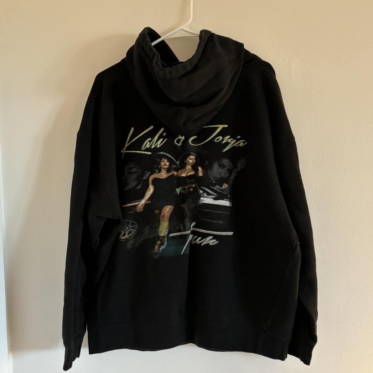 kali uchis and jorja smith tour black hoodie merch... - Depop kali uchis and jorja smith tour black hoodie merch... - Depop