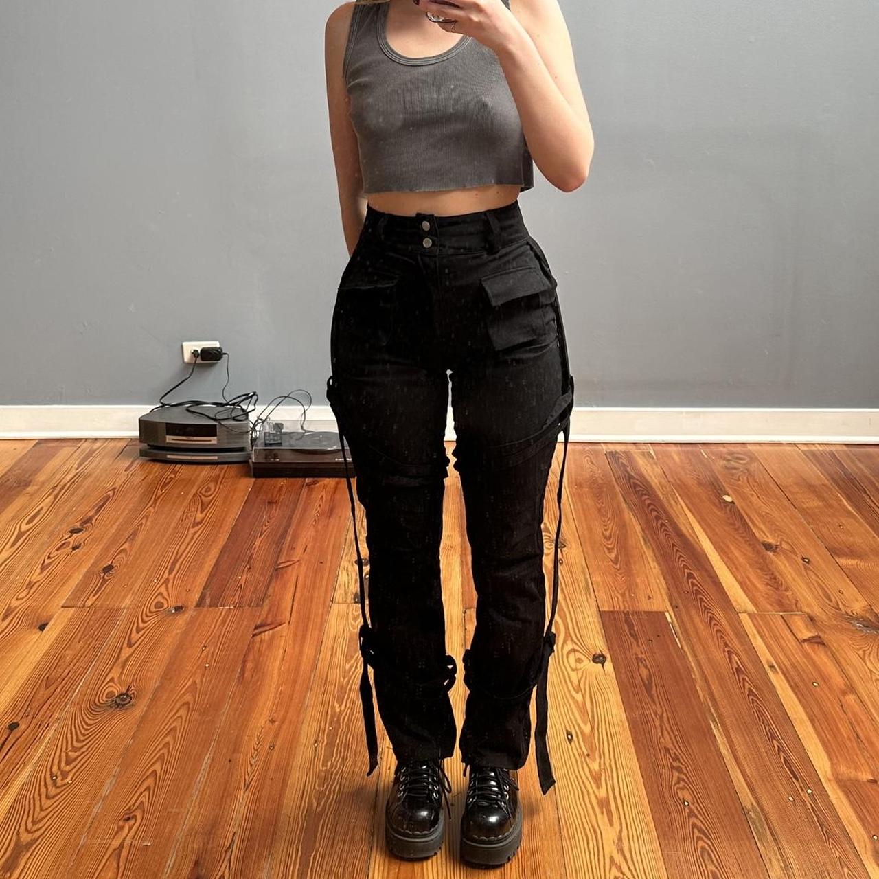 maniere de vior high rise utility tech pants ⛓️ very... - Depop