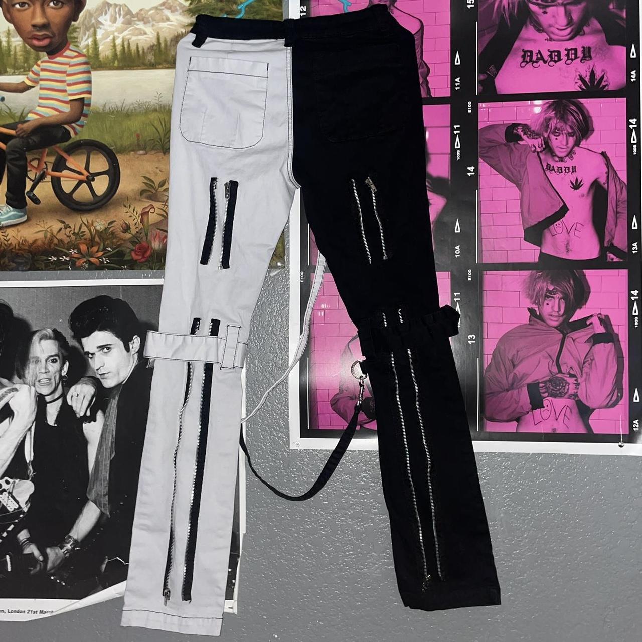 Tripp NYC split leg black & white bondage pants size... - Depop