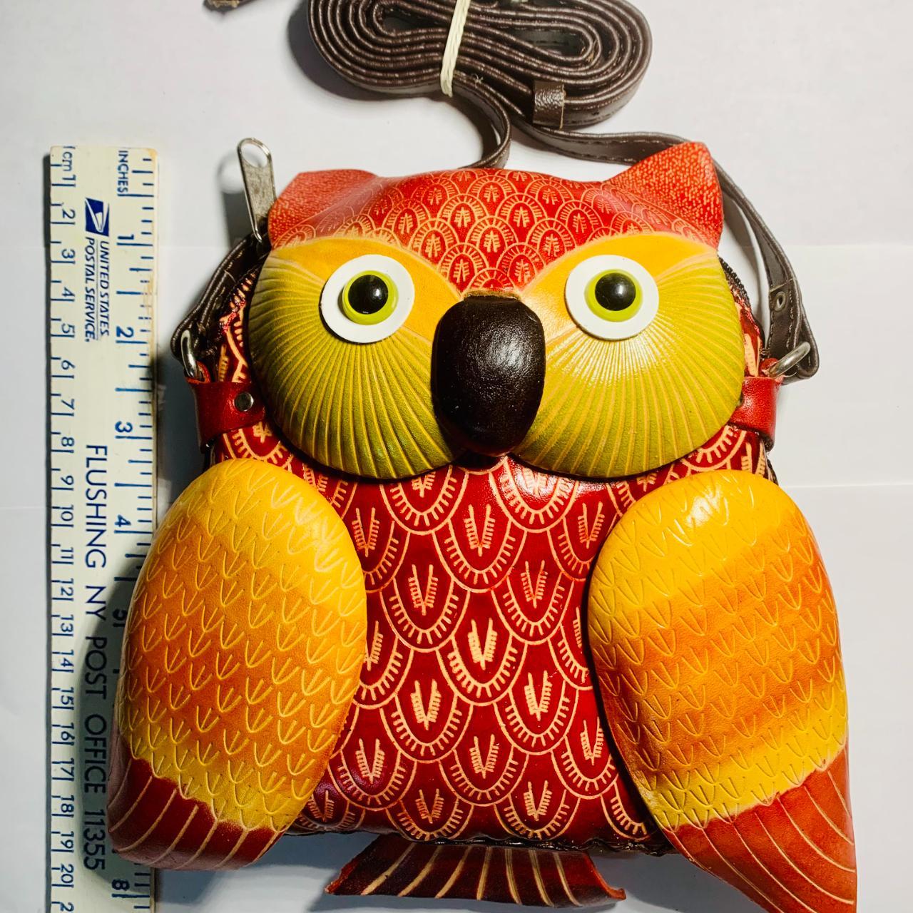 Yellow Leather Owl Handbag. Made by fully leather.... - Depop