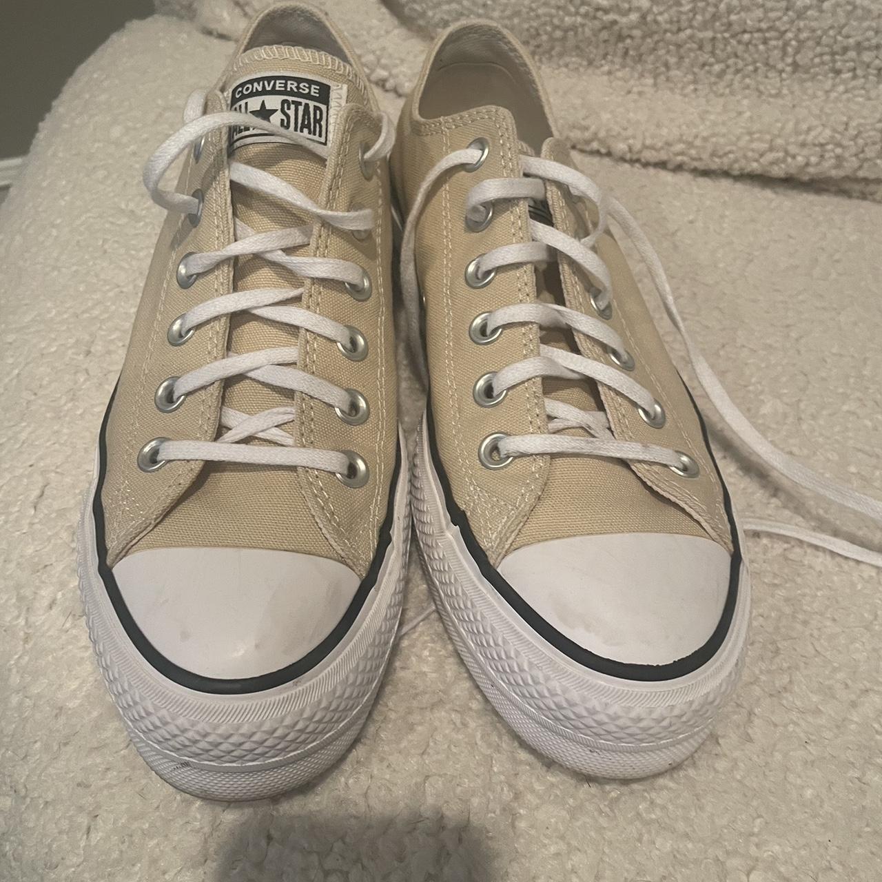Tan Converse low top platform trainers #converse | Depop