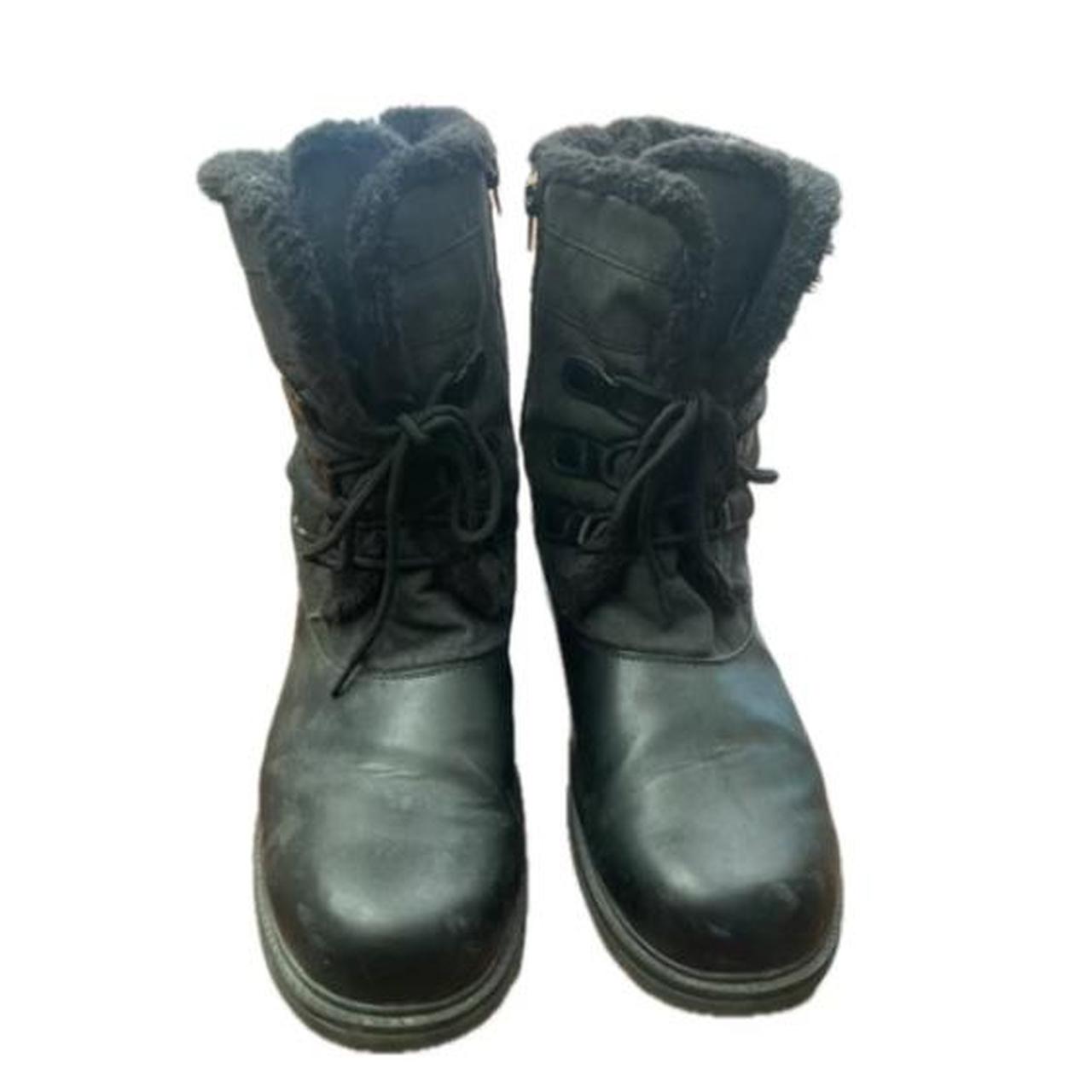 Winter Boots Fluffy inside Lace up boots Worn but... - Depop
