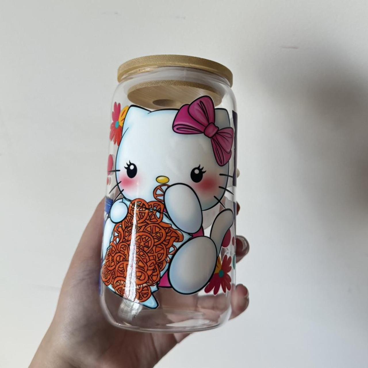 Hello kitty glass cup (for more designs follow my... - Depop