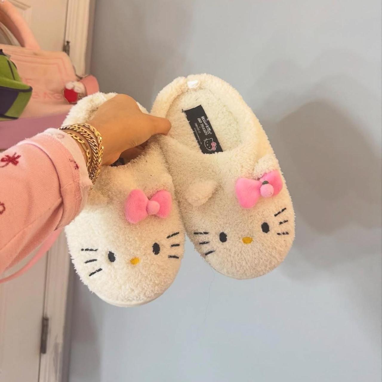 Cream Hello Kitty slippers #HelloKitty #Slippers - Depop