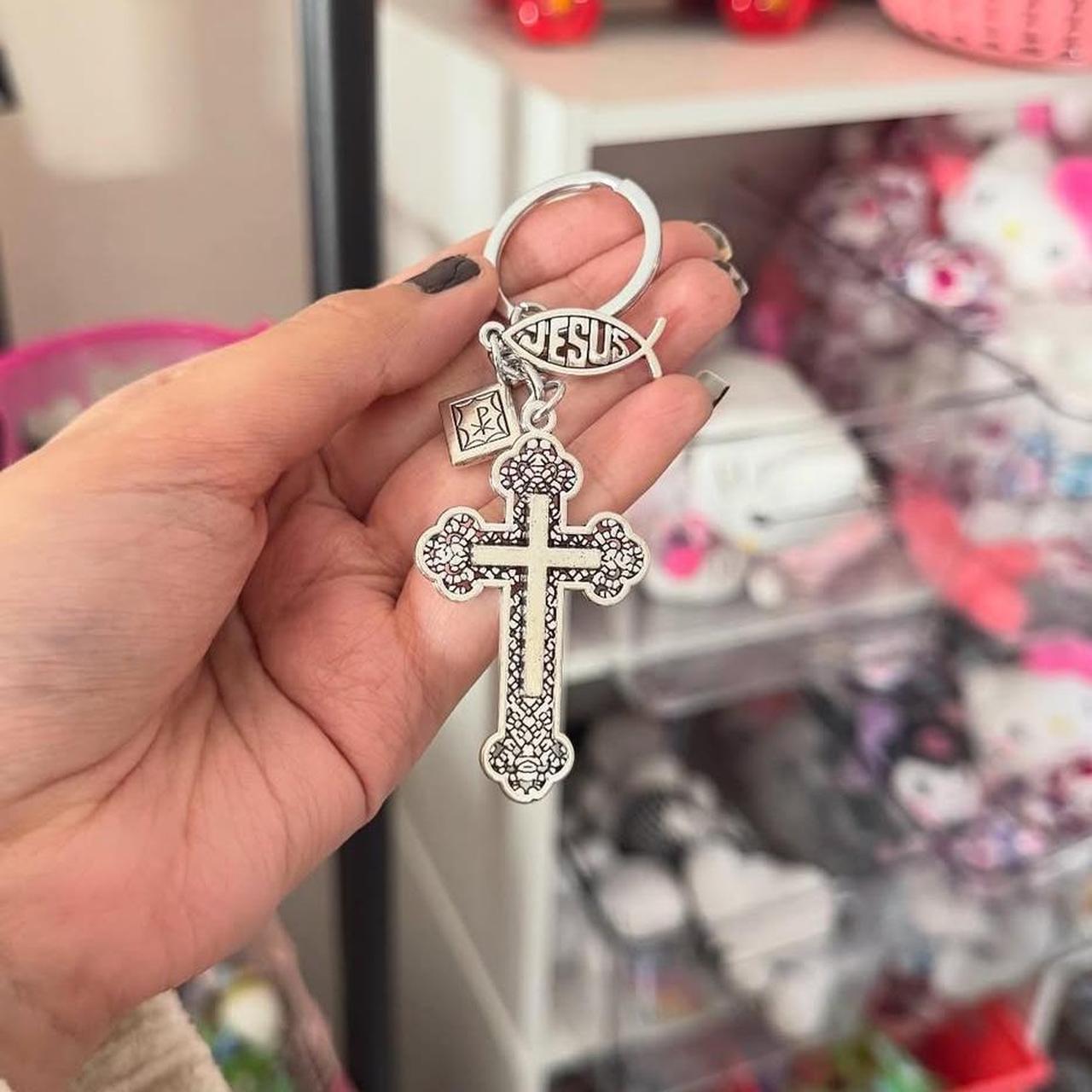Silver Jesus cross keychain | Depop