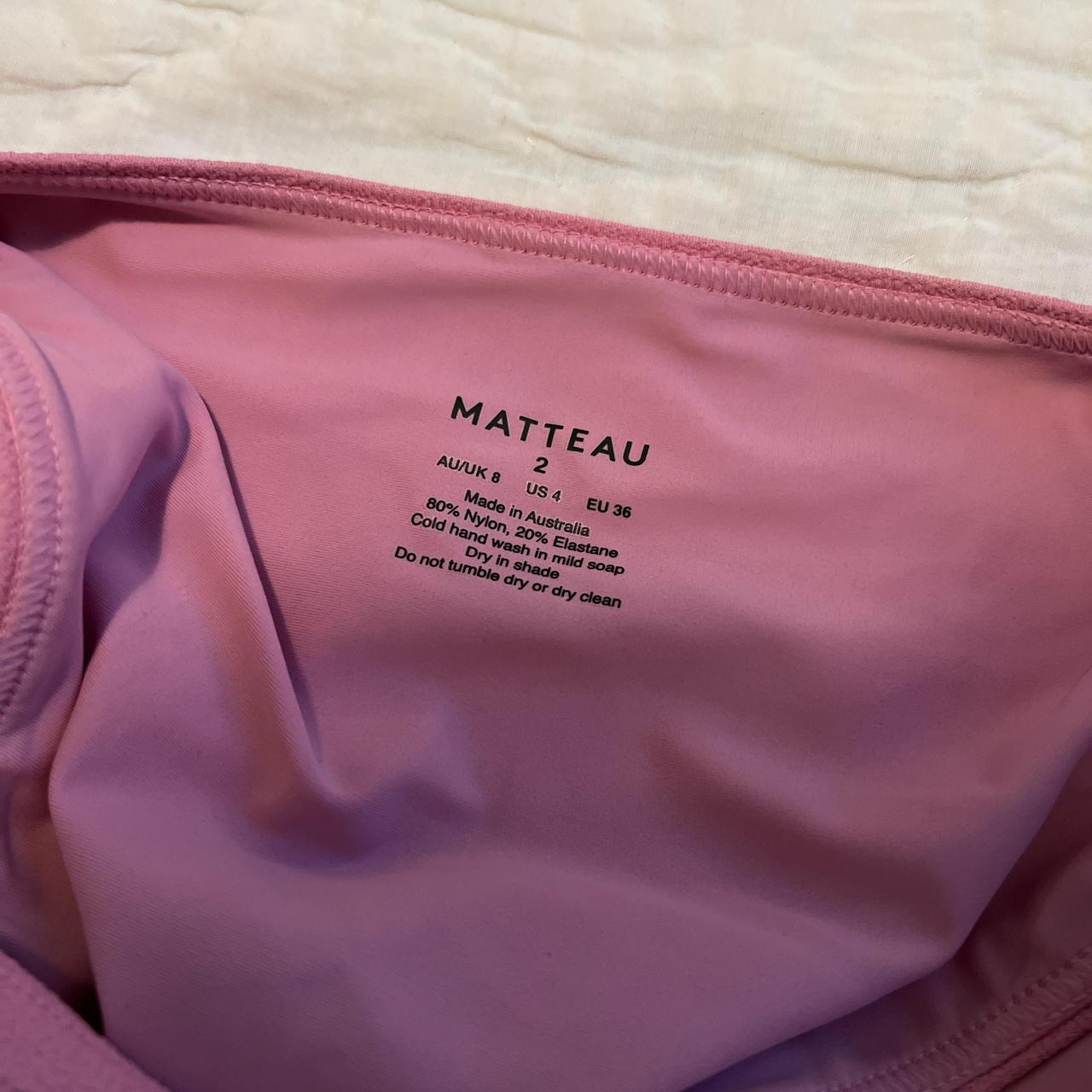 Matteau 90s bikini bottoms and triangle top in pink... - Depop