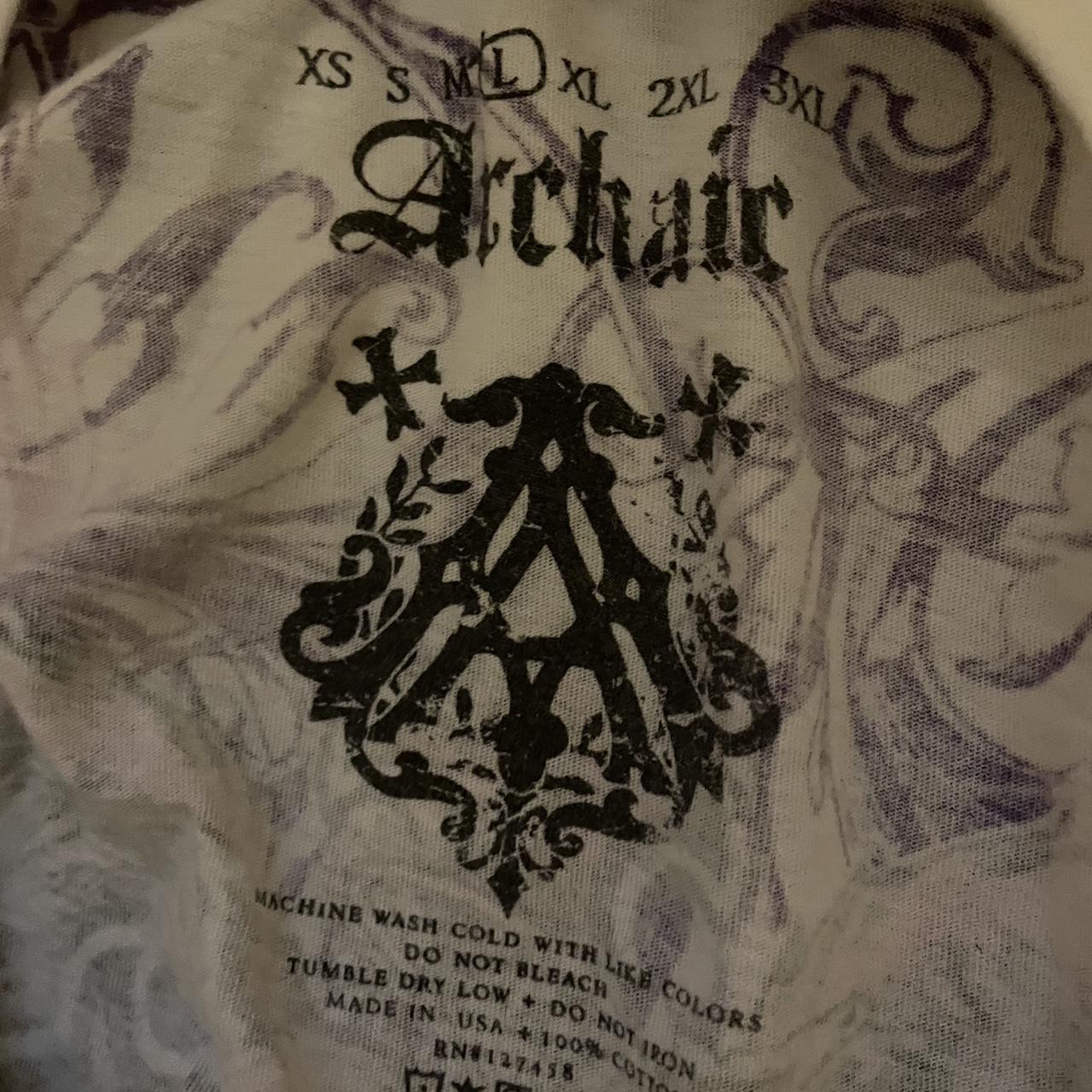 Absolutely insane y2k Archaic Affliction vneck long... - Depop