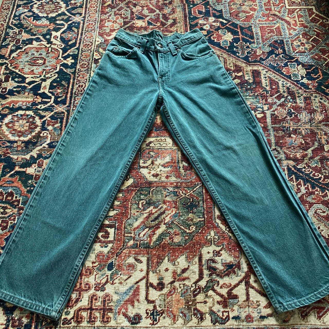 Petite blue green Levi jeans gently worn fits like a... - Depop