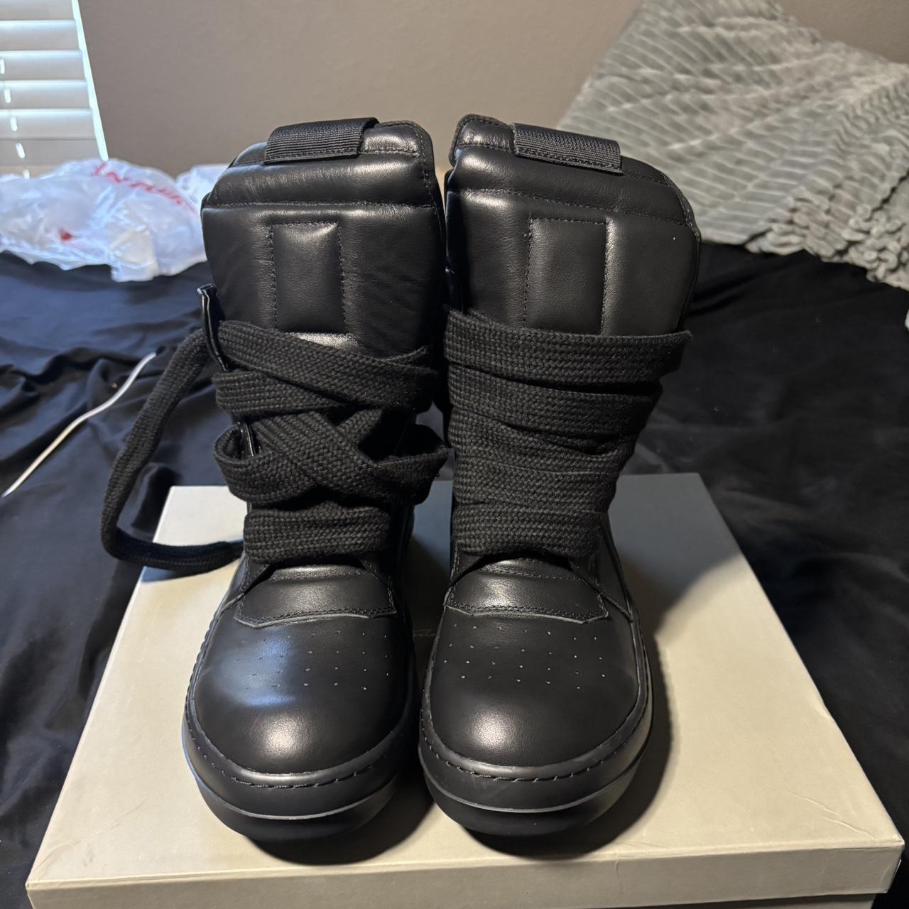 All Black Rick Owen Geo Basket Jumbo Lace Size 42 8.5M - Depop