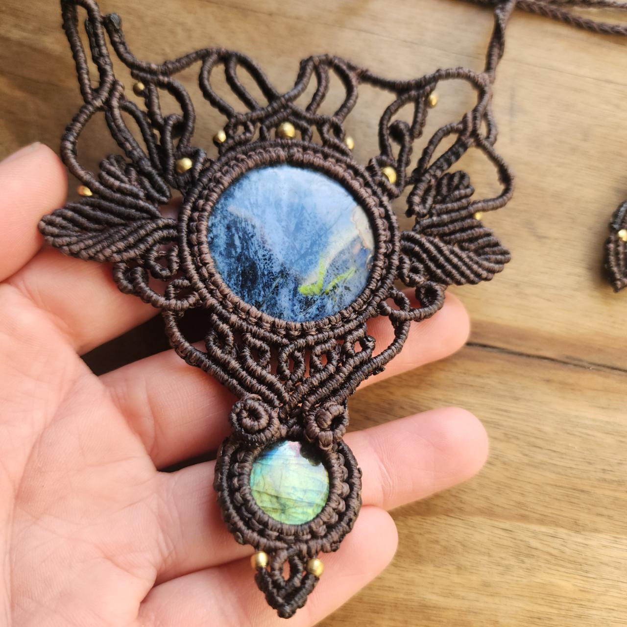 Handmade macrame necklace. Adjustable to suit any... - Depop