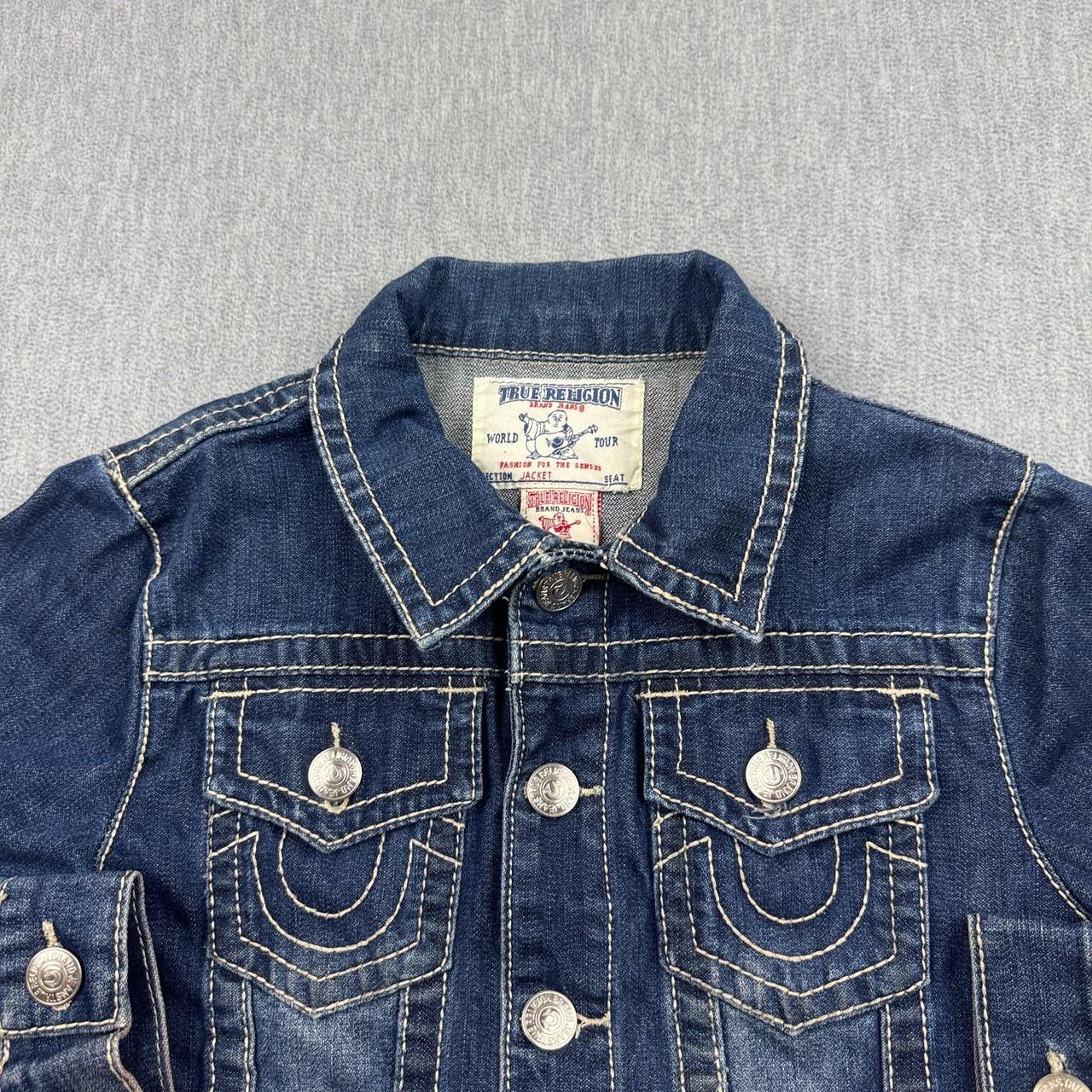 True Religion Jacket Youth Boys Medium Blue Denim... | Depop