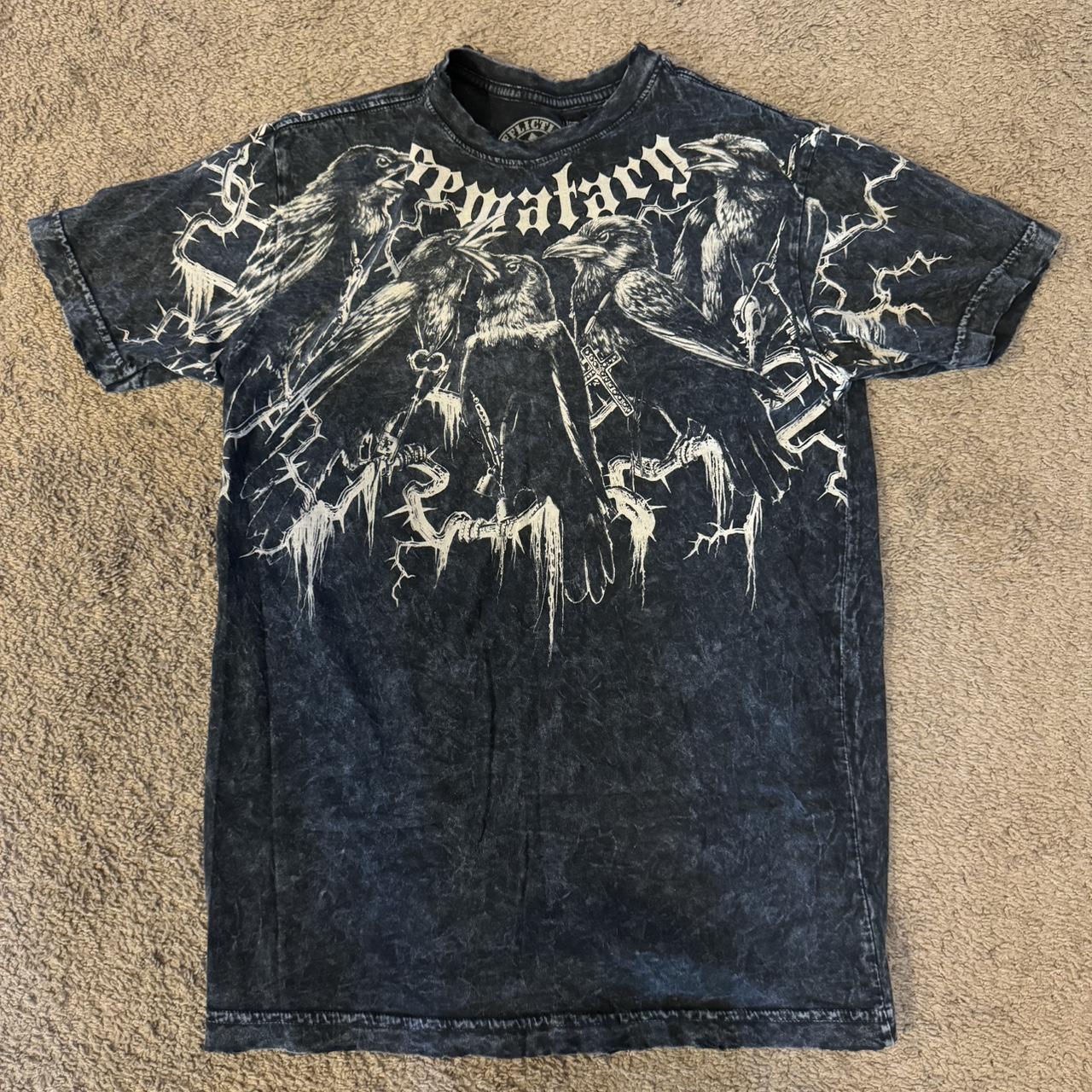 RARE sematary X affliction SHOW EXCLUSIVE CROW SHIRT... | Depop