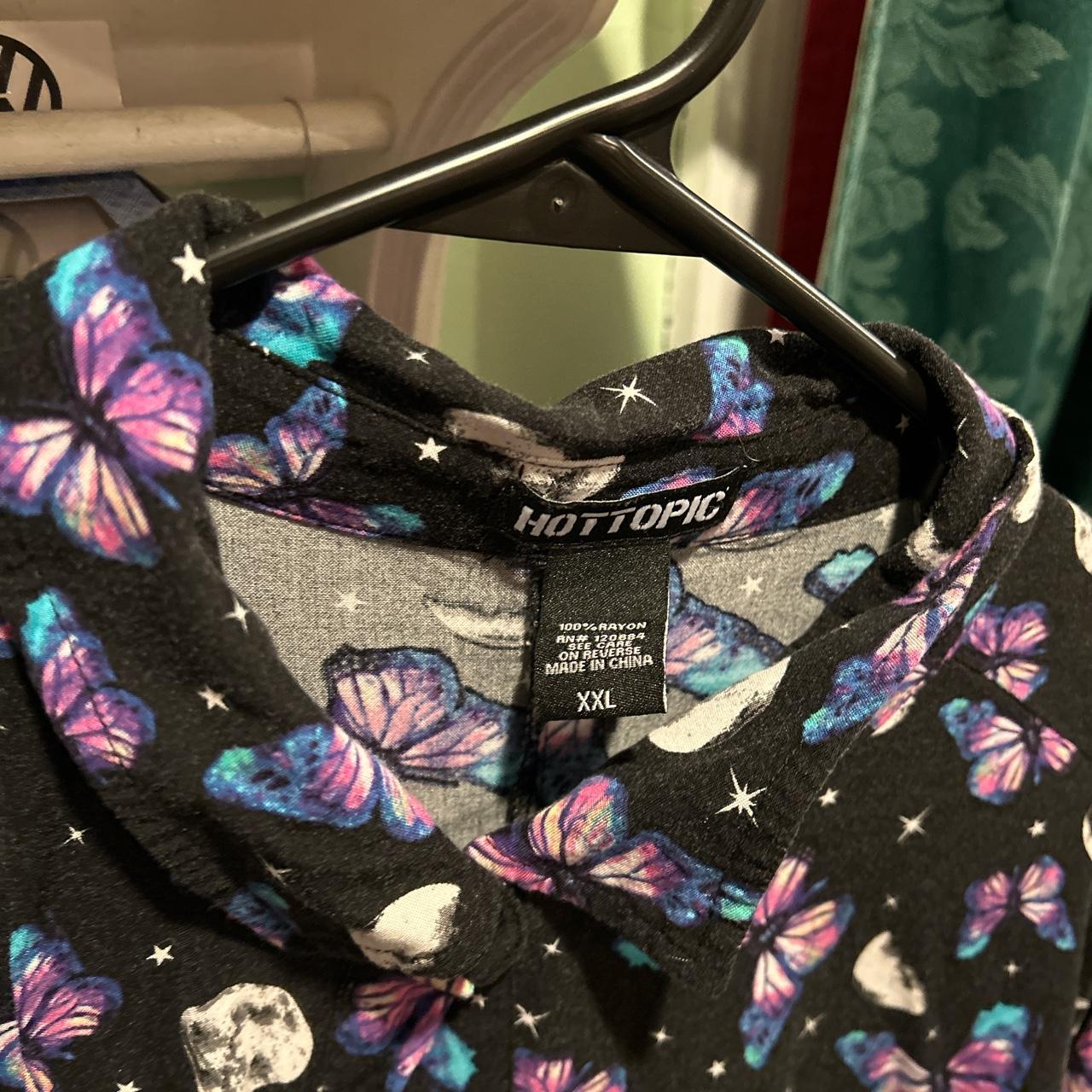 butterfly and moon button up from hot topic worn... - Depop