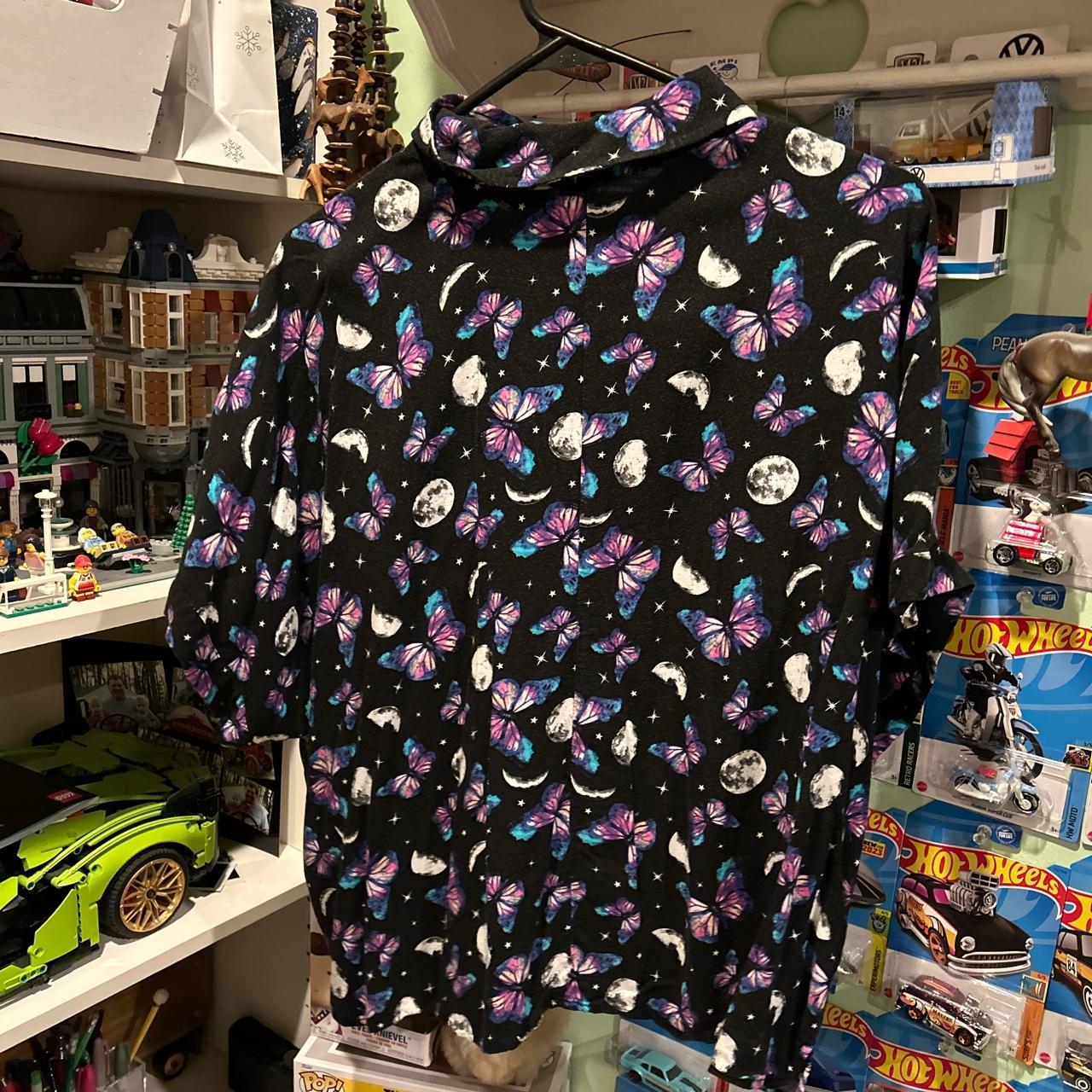 butterfly and moon button up from hot topic worn... - Depop