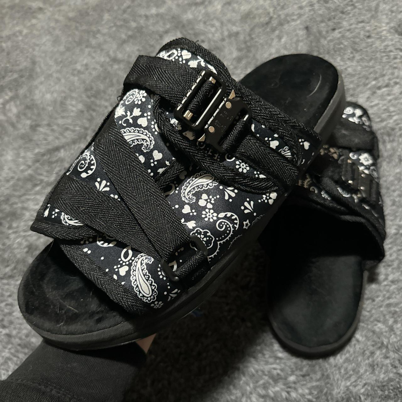 Black and white bandana Draco slides size 11-12... - Depop