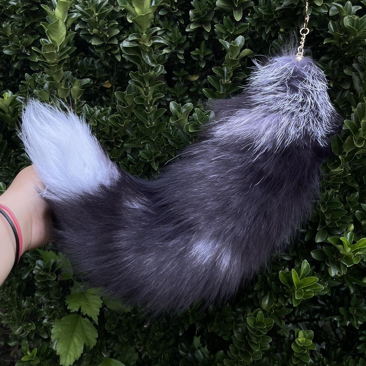 Black and white keychain tail! - Real fur, second... - Depop