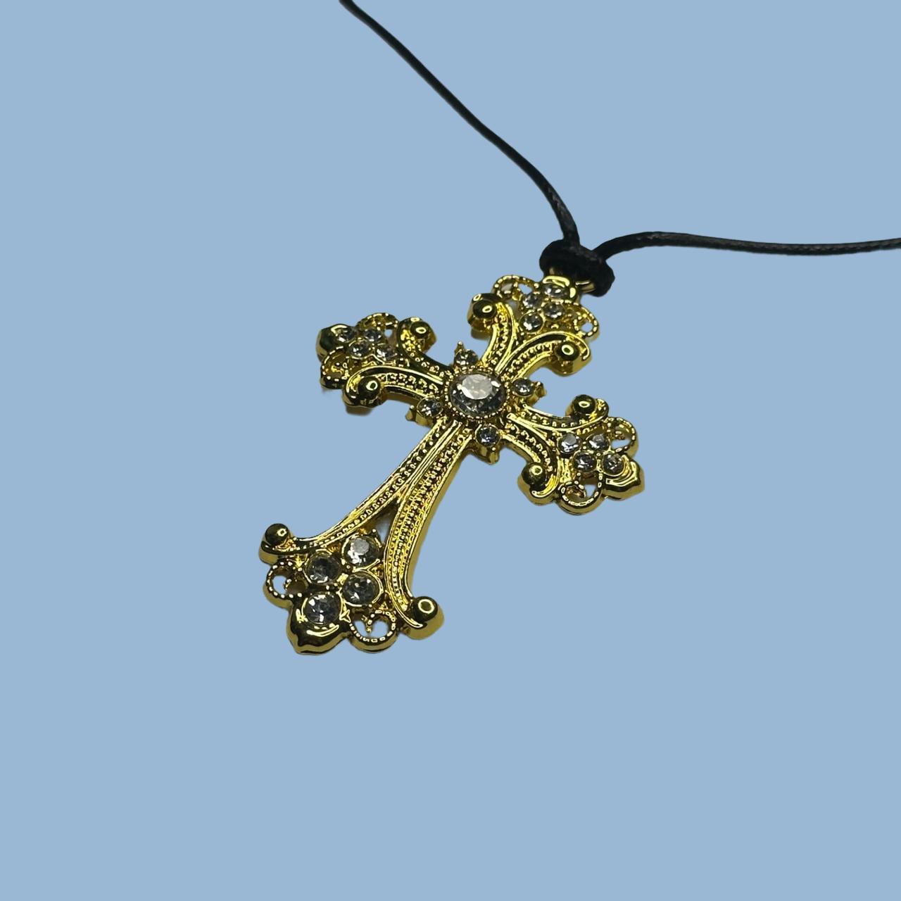 Y2K 2000s gothic catholic vintage steel cross... - Depop