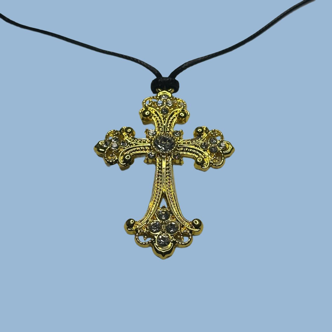 Y2K 2000s gothic catholic vintage steel cross... - Depop
