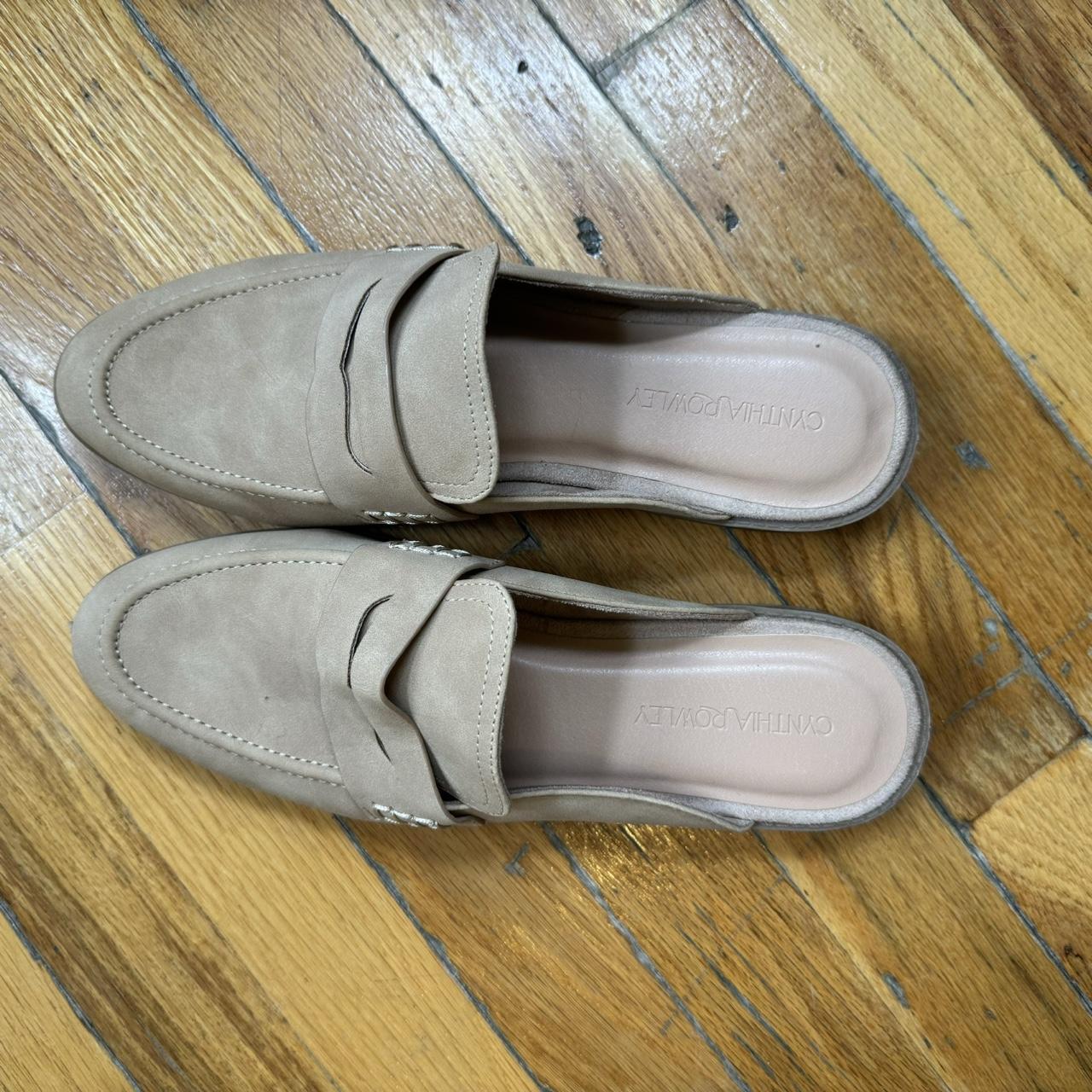 Beautiful loafer slides Tan suede Size 10 - Depop