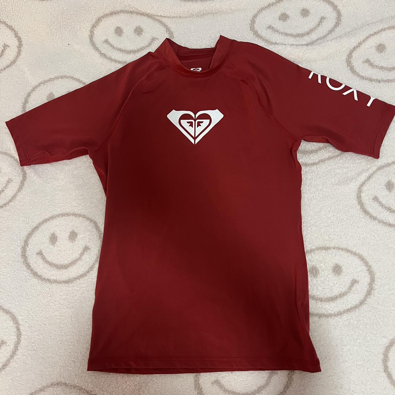 Red rash guard, great for surfing or to wear... - Depop