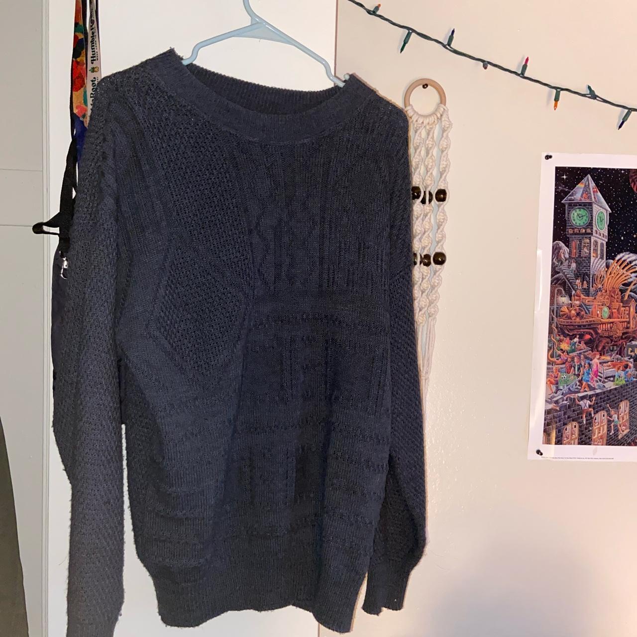 grey vintage oversized sweater, really warm no tag,... - Depop