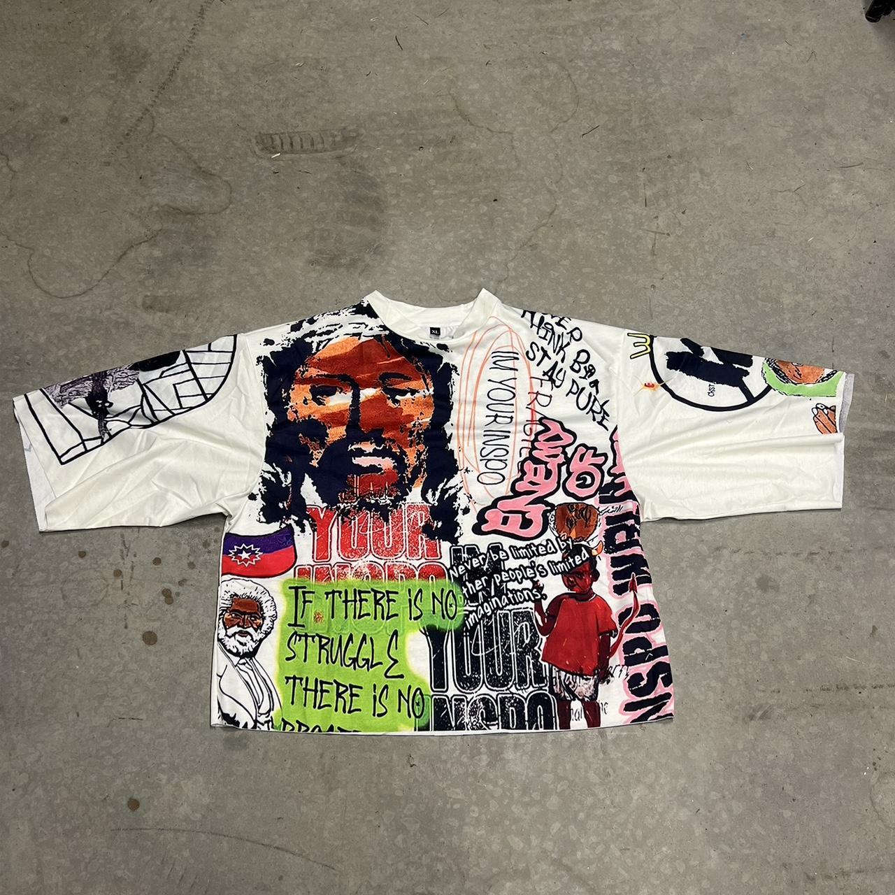 Streetwear InspoWrld All Over Jesus Crop Tee | Depop