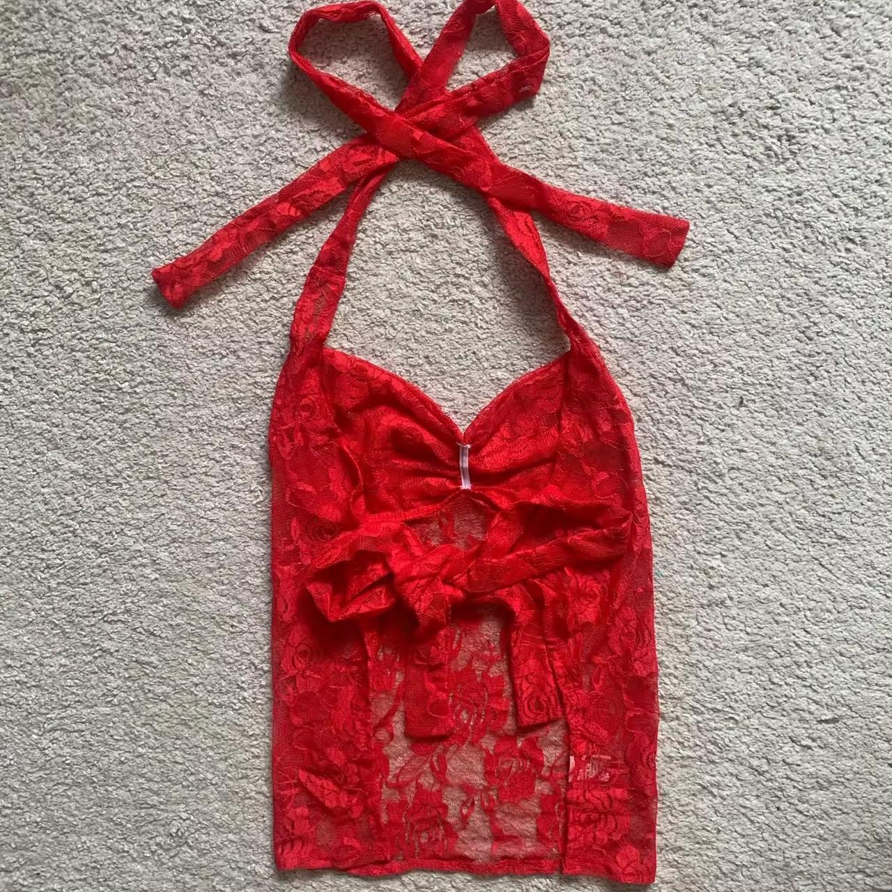 Red Backless Lace Haltertop 💋🍒 LOVE this top for... - Depop