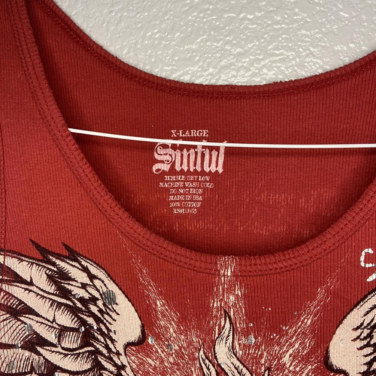 Sinful Red Women’s X Large Tank Top Angel wings... - Depop