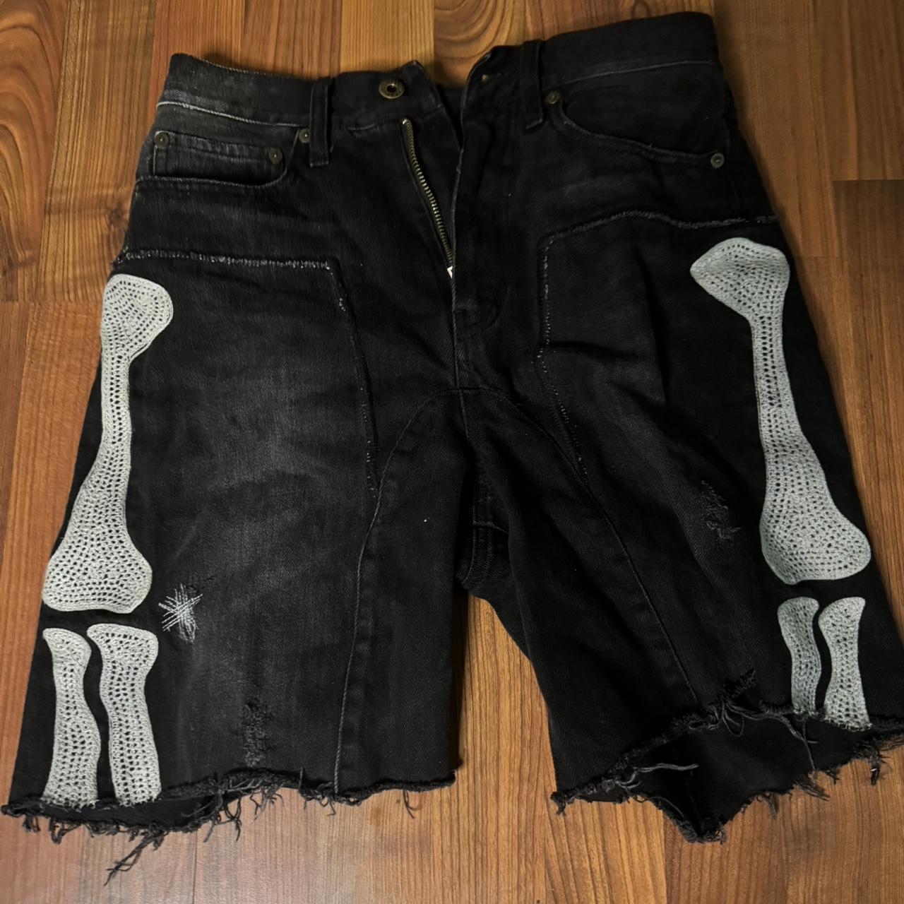 KAPITAL BONE DENIM SHORTS - Depop
