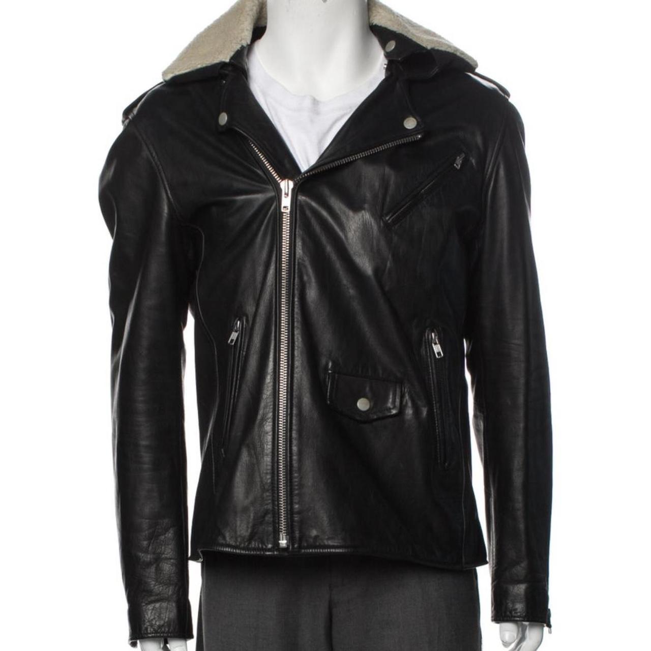 Sandro XL men’s leather jacket. Removable wool... - Depop