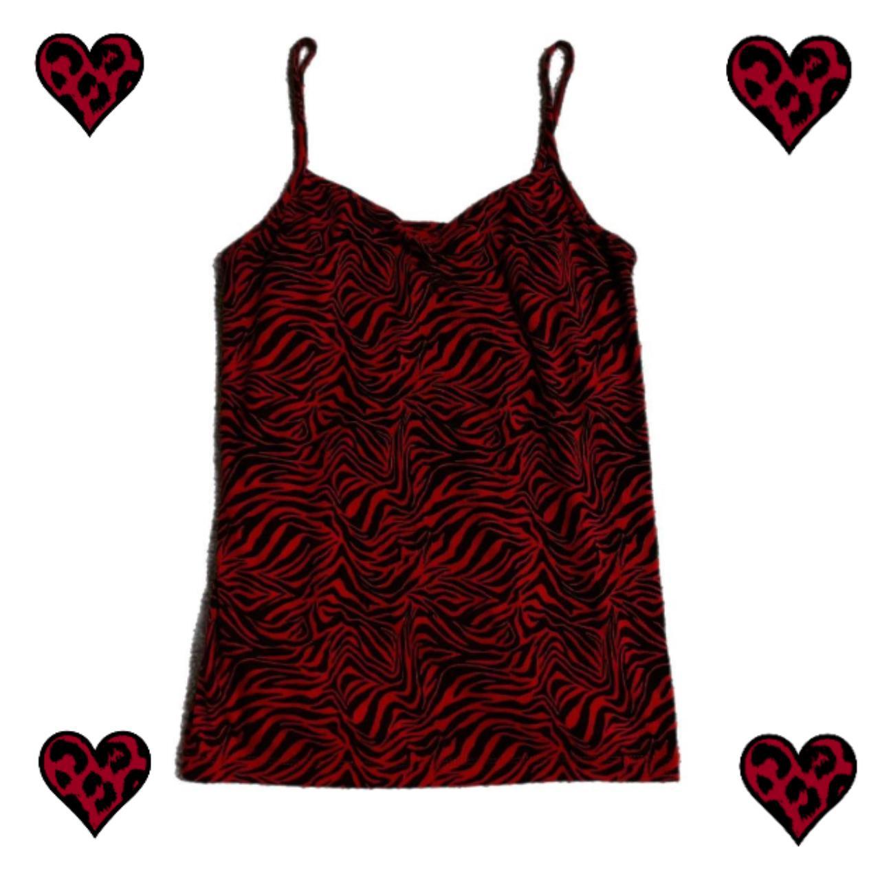 No Boundaries Red and Black Zebra Print Tank... - Depop