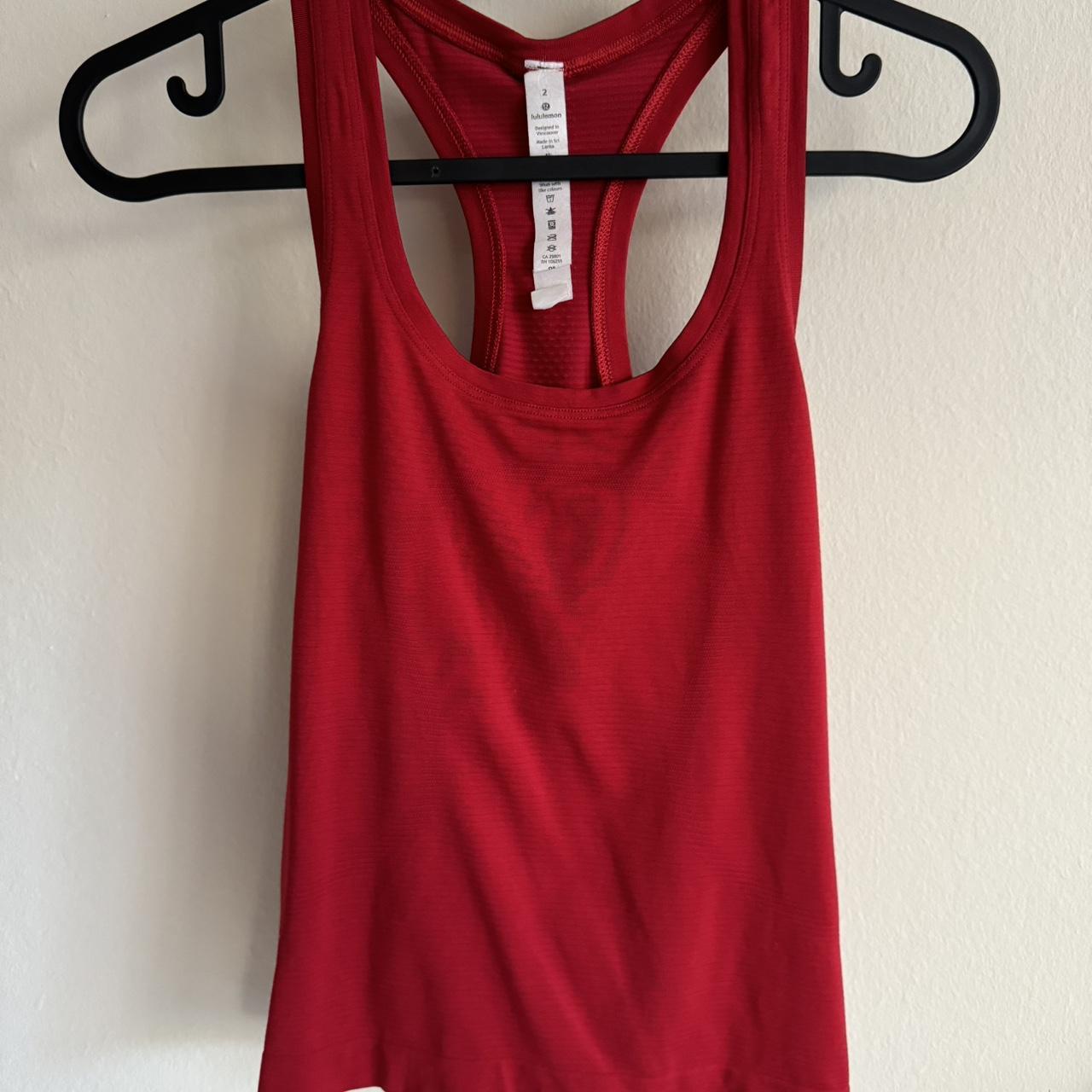 red lululemon tank top in size 2. still in pristine... - Depop