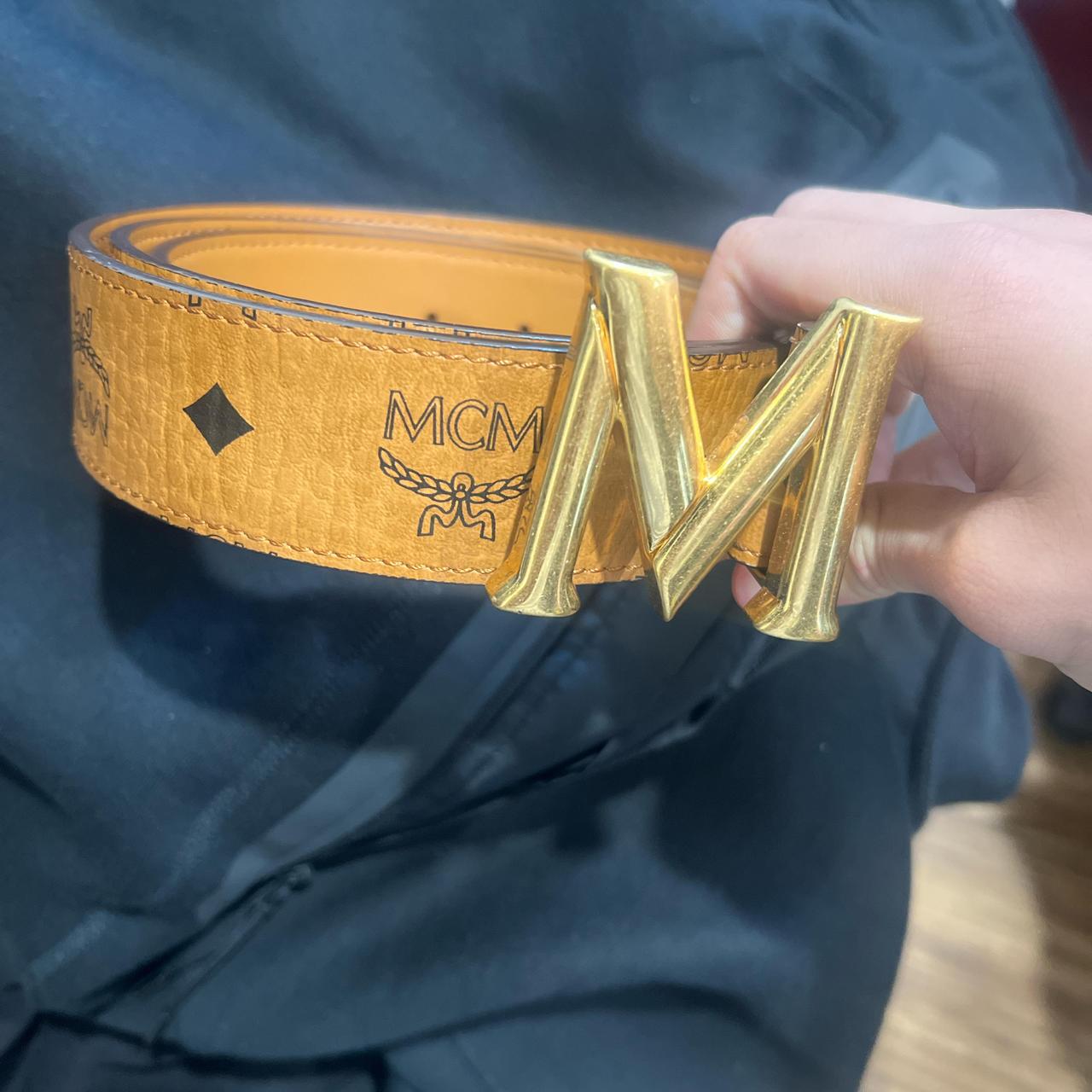 MCM yellow orange belt size 120 DM BEFORE BUYING SO... - Depop
