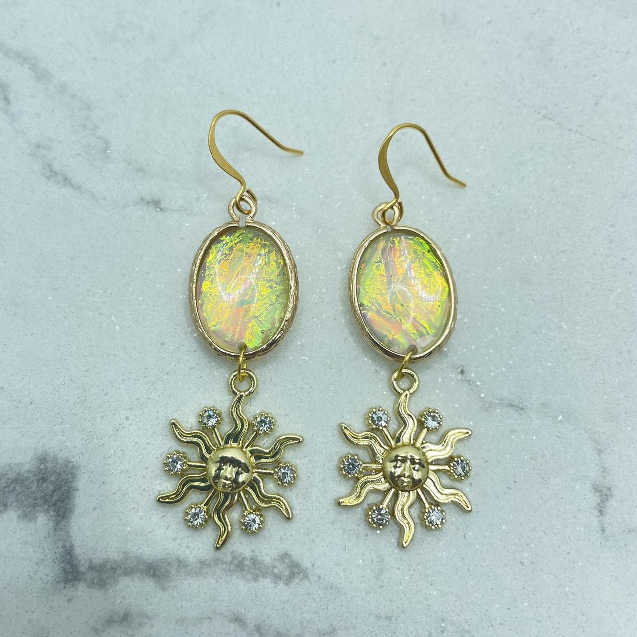 🦌 Handmade opal sunset earrings The opal sunset... - Depop