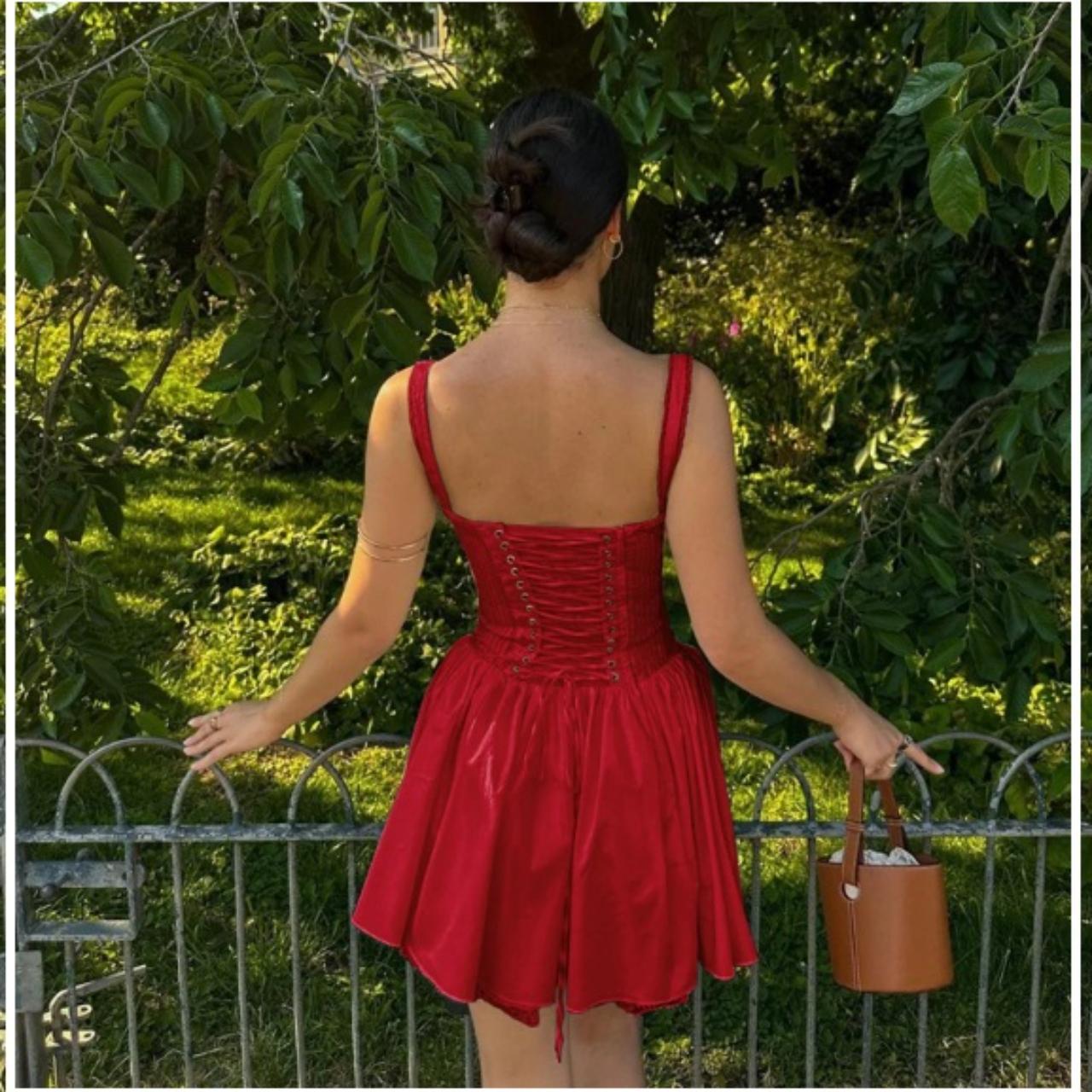 Sweet Backless Mini Dress Fashion Solid Lace Hem... - Depop