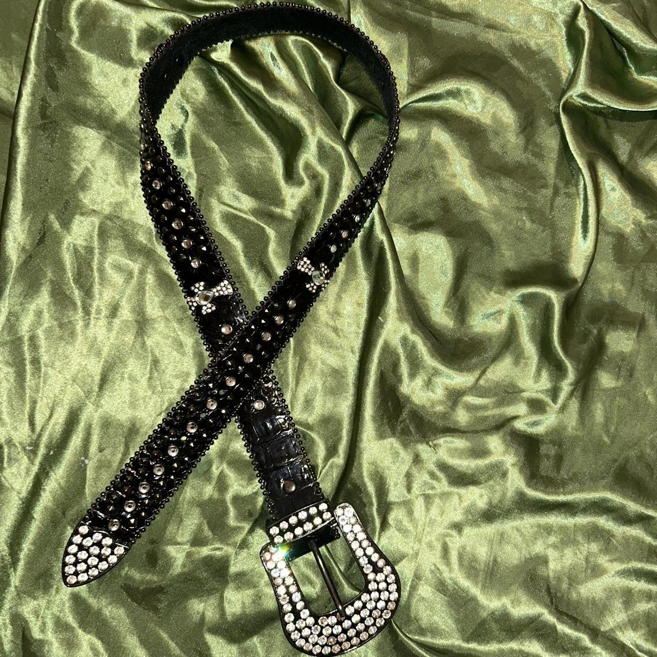 Gorgeous authentic 90s bedazzled cross belt. Genuine... - Depop