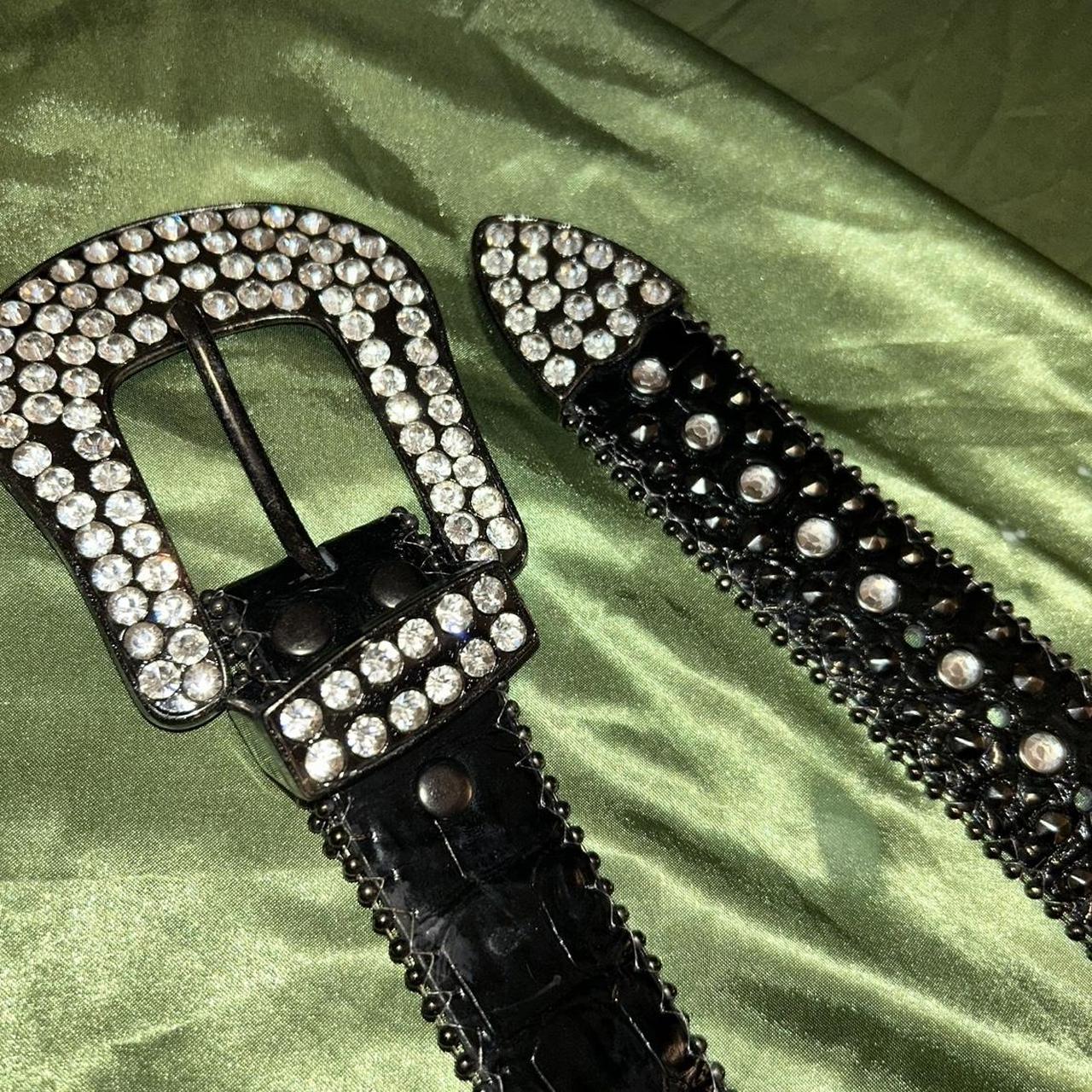 Gorgeous authentic 90s bedazzled cross belt. Genuine... - Depop