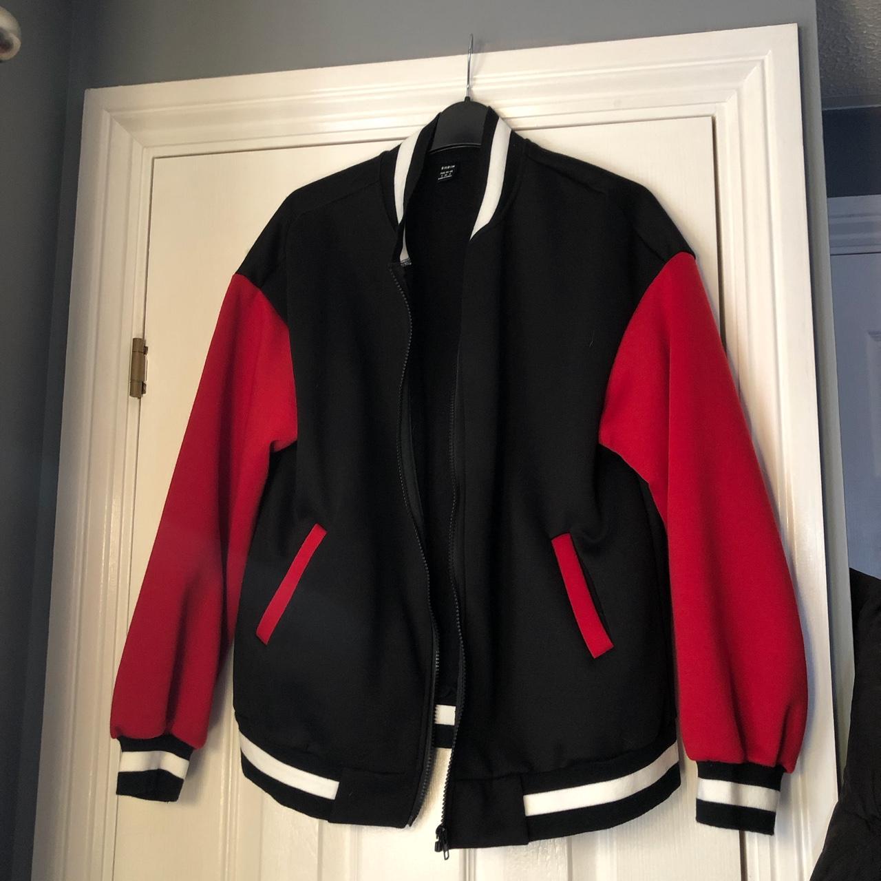 shein red and black racer jacket - Depop