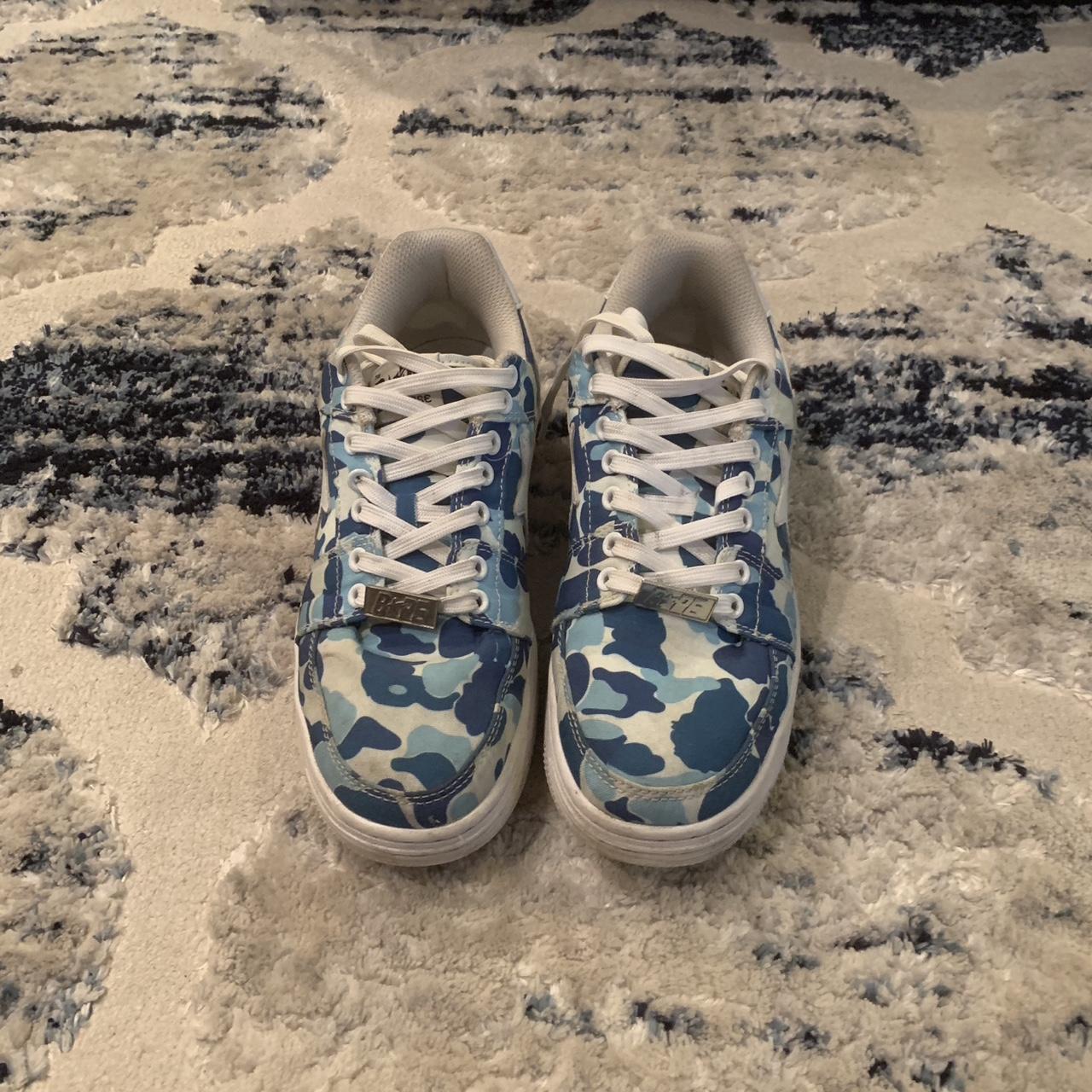 blue and white camo bapestas need gone asap! | Depop