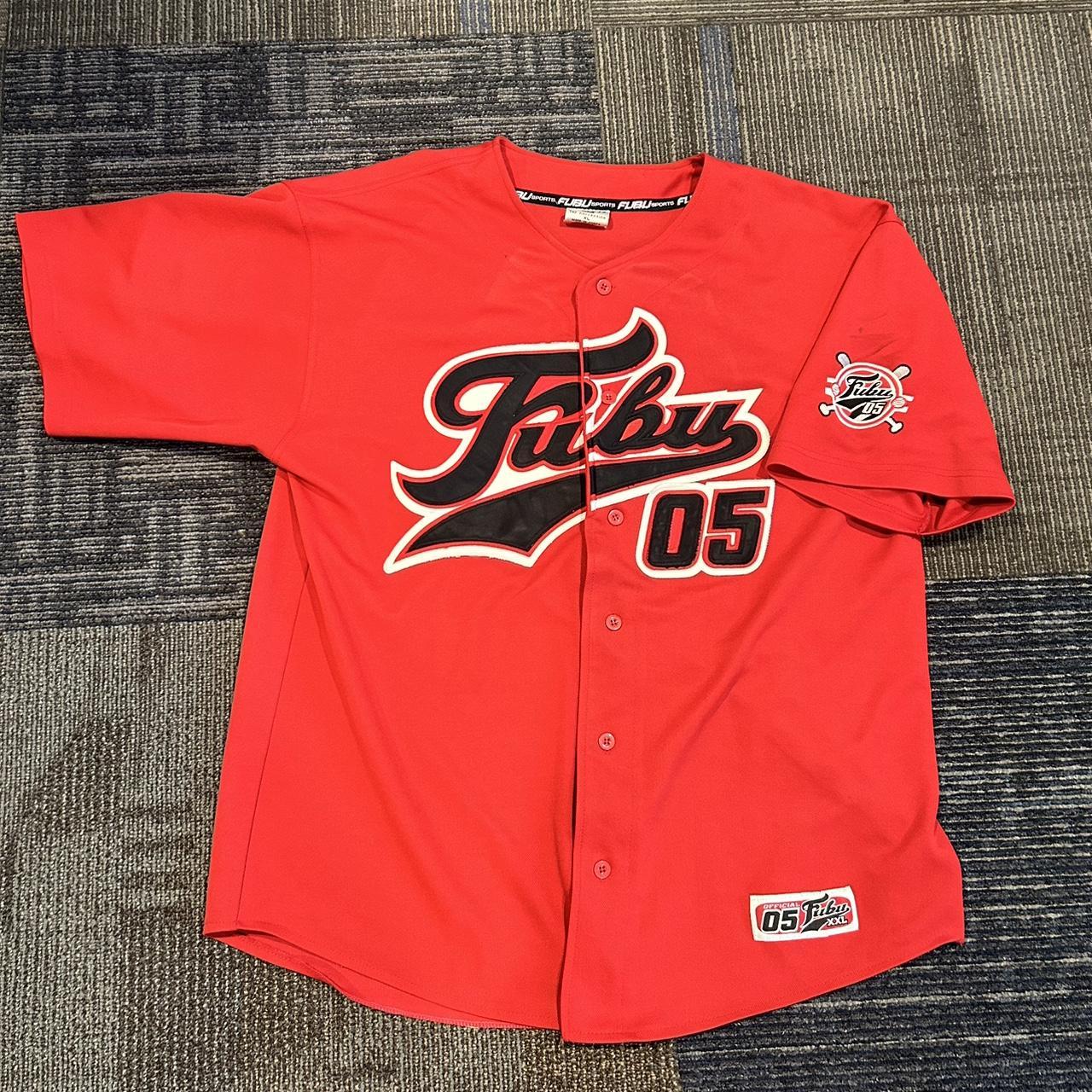 Sick 90s Fubu Baseball jersey Beautiful red color in... - Depop