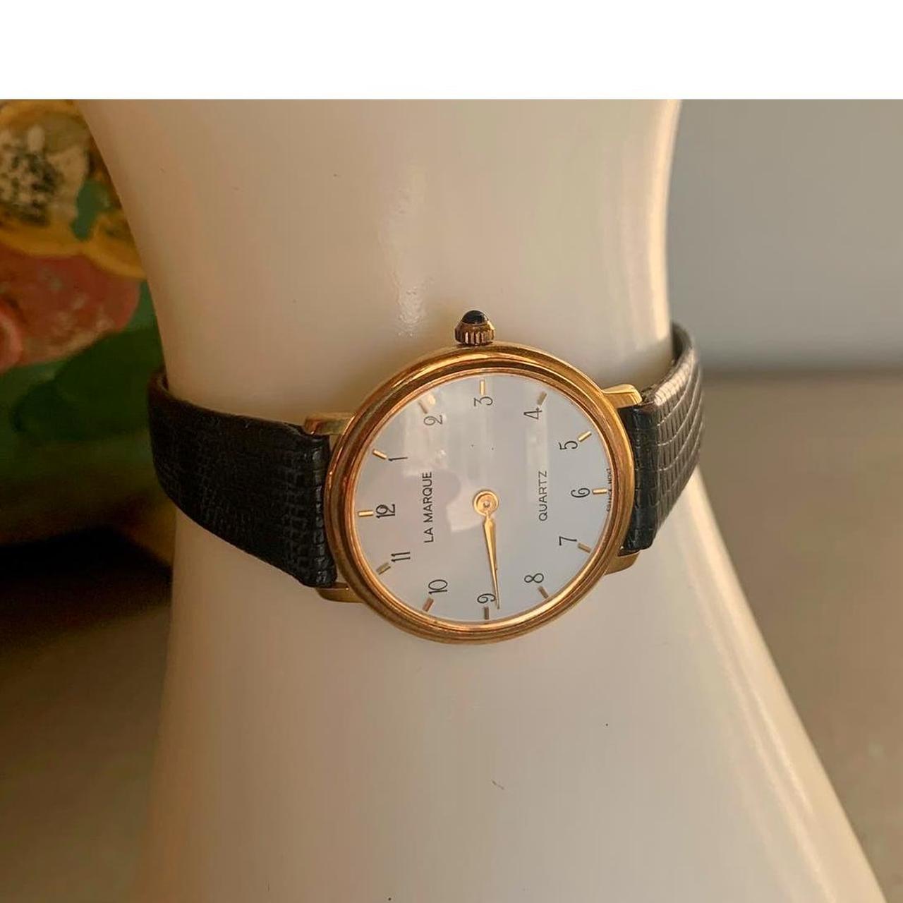 Vintage La Marque Gold Watch with Original Black... - Depop