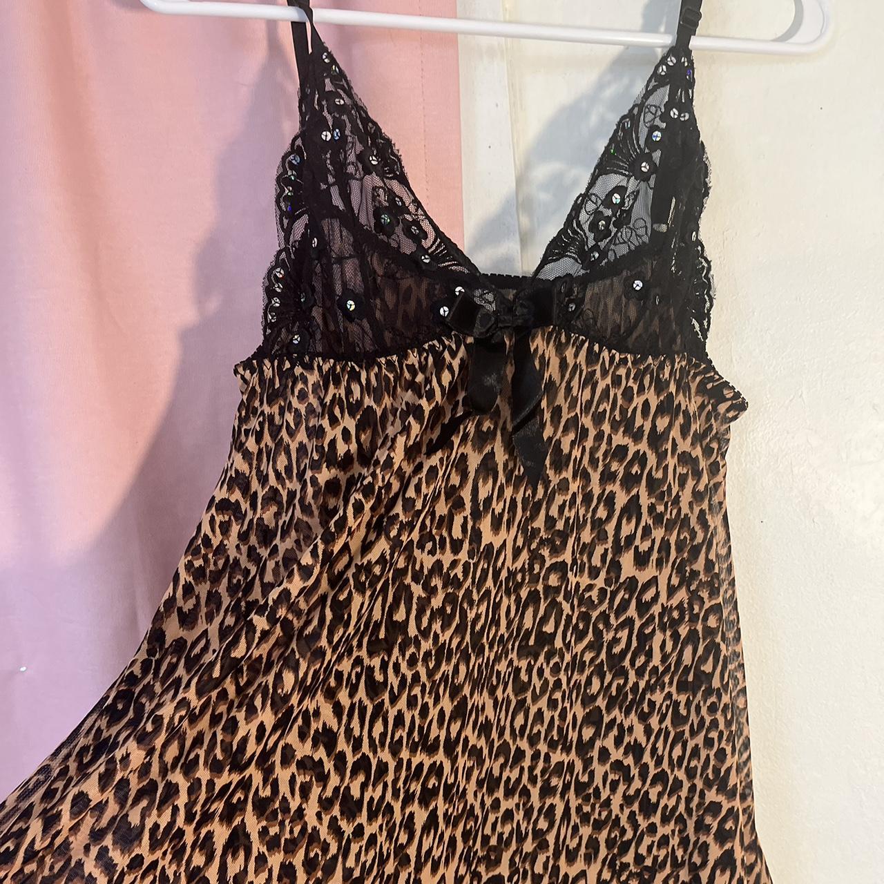 Leopard Print Lingerie Short Dress Transparent... - Depop