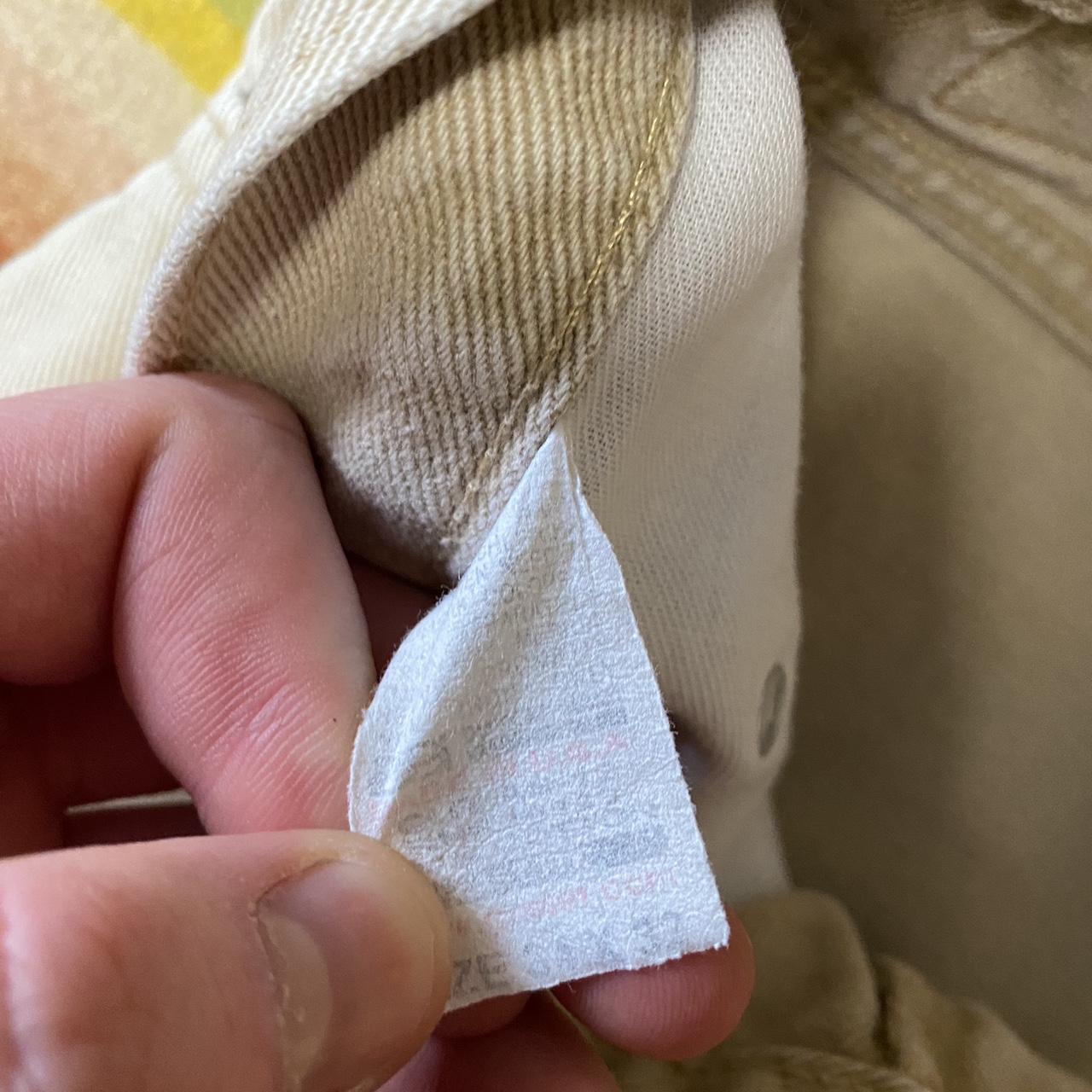 Vintage 90s Diamond Gusset Heavyweight Cream Jeans... - Depop