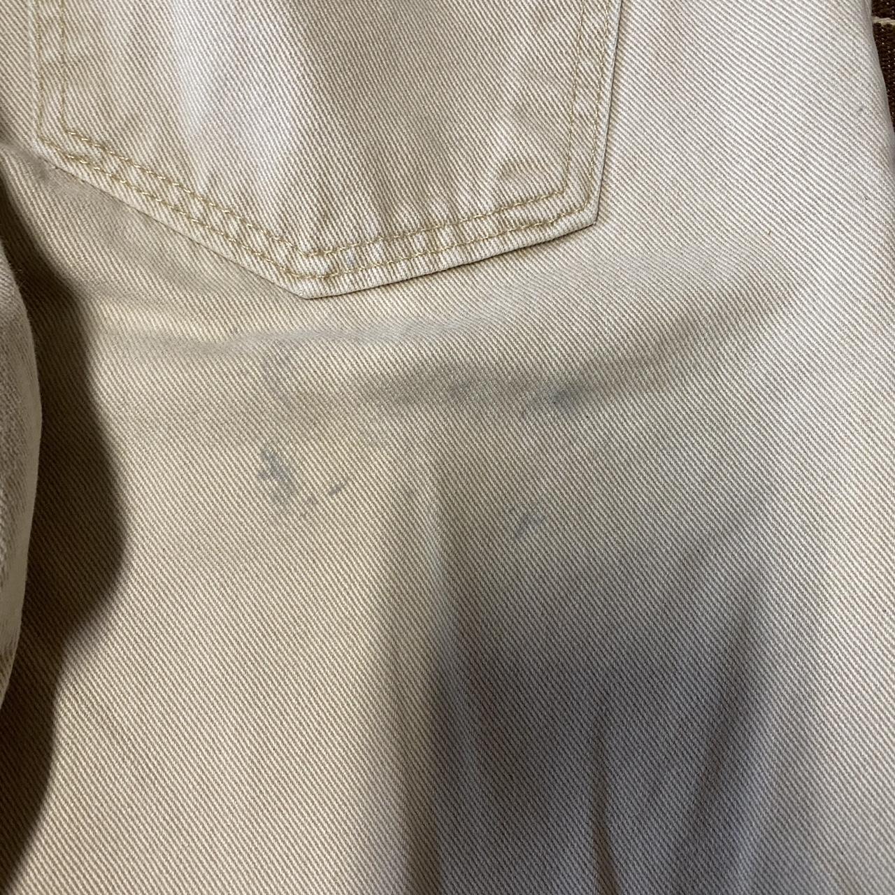 Vintage 90s Diamond Gusset Heavyweight Cream Jeans... - Depop