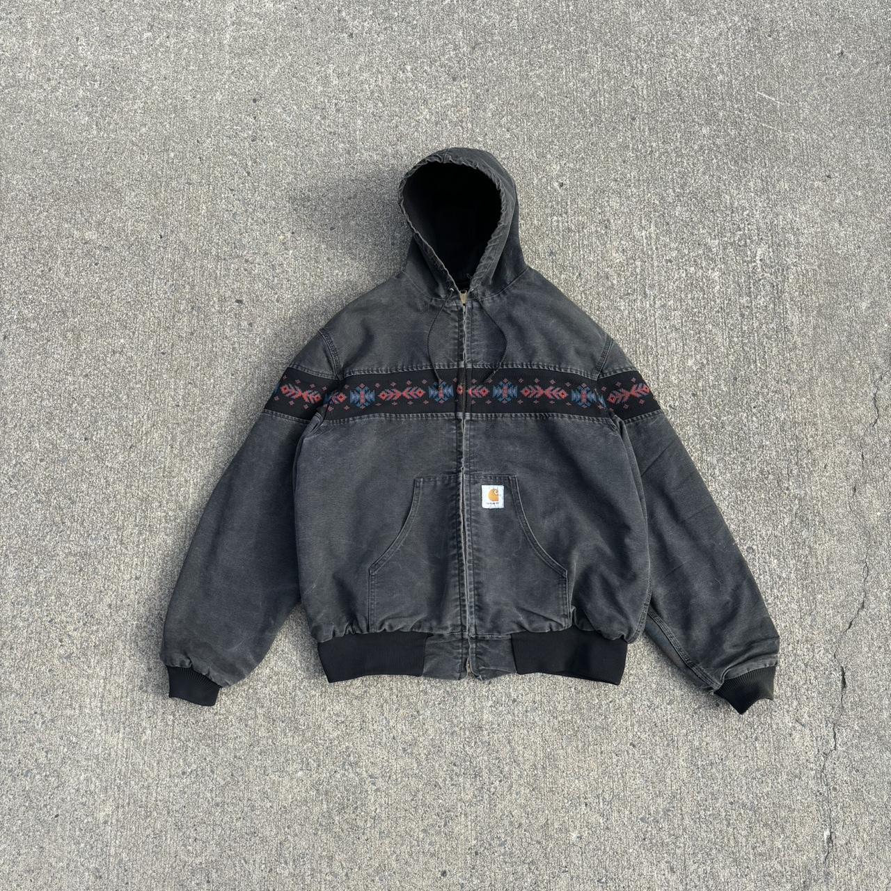 Carhartt black Aztec jacket it’s tagged double xl... - Depop