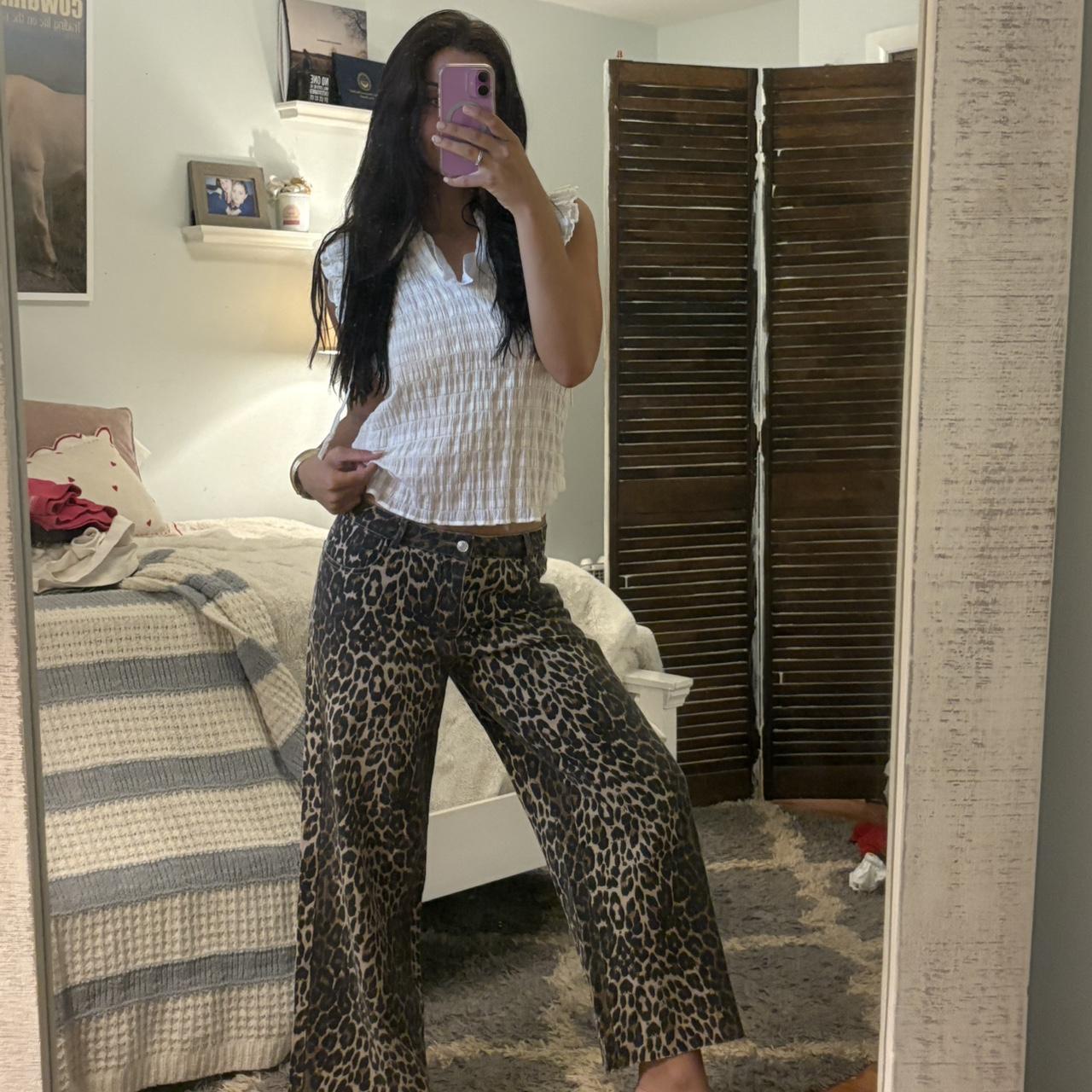 Edikted leopard print wide leg jeans #leopardprint I... | Depop