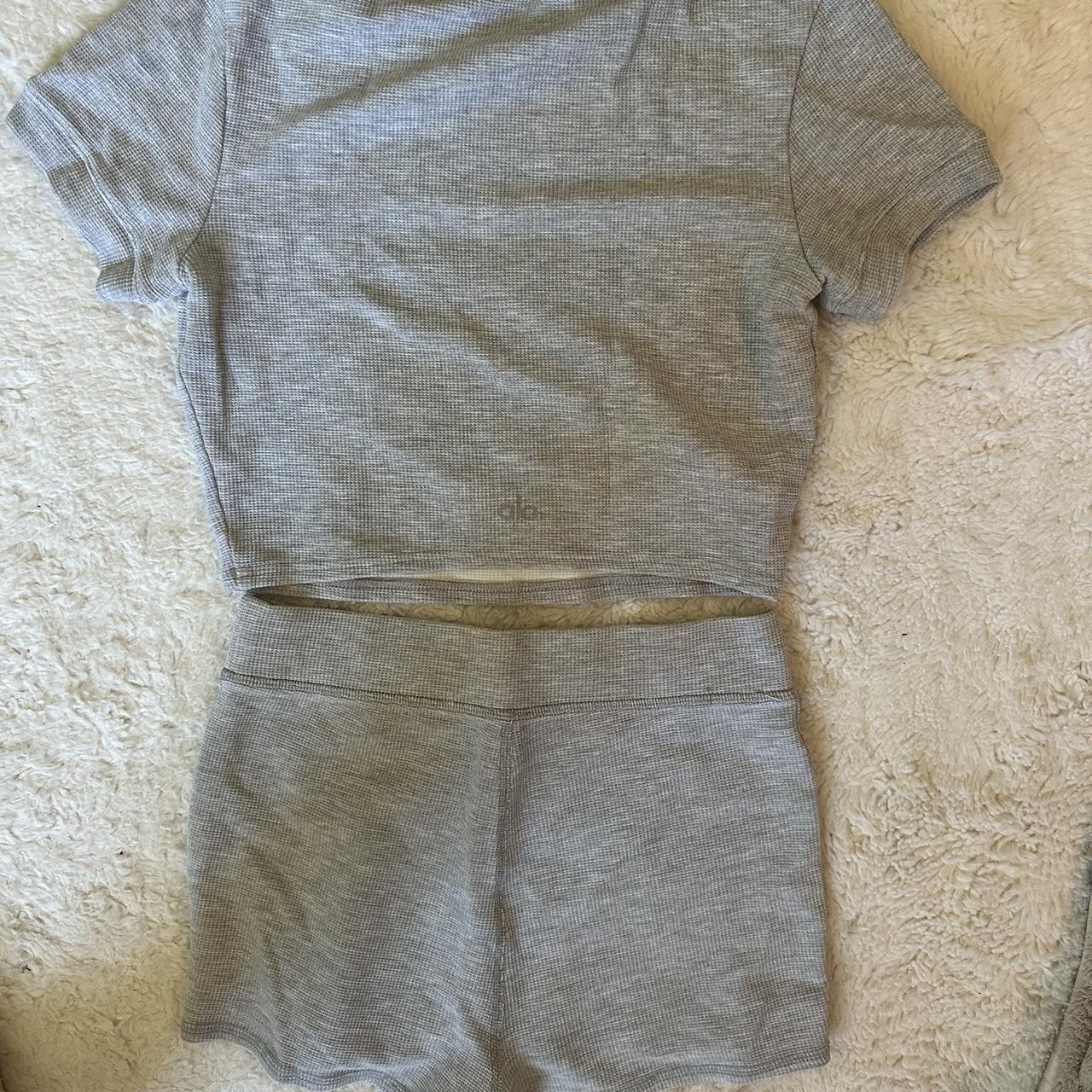 Alo grey waffle knit set - Depop