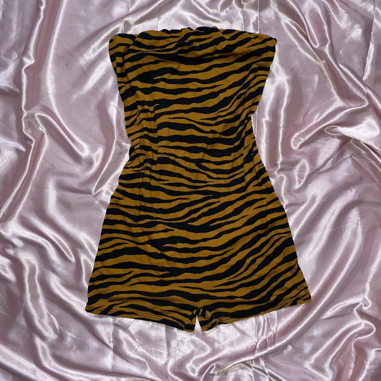 stretchy tiger print bandeau tube romper, so sexy... - Depop