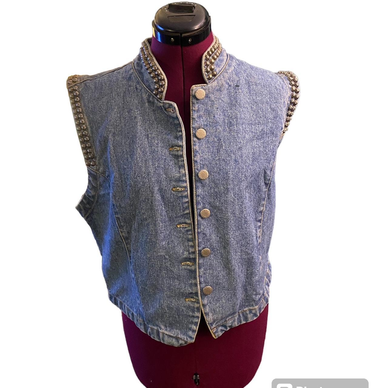 Punk studded jean vest vintage Says XL but vintage... - Depop